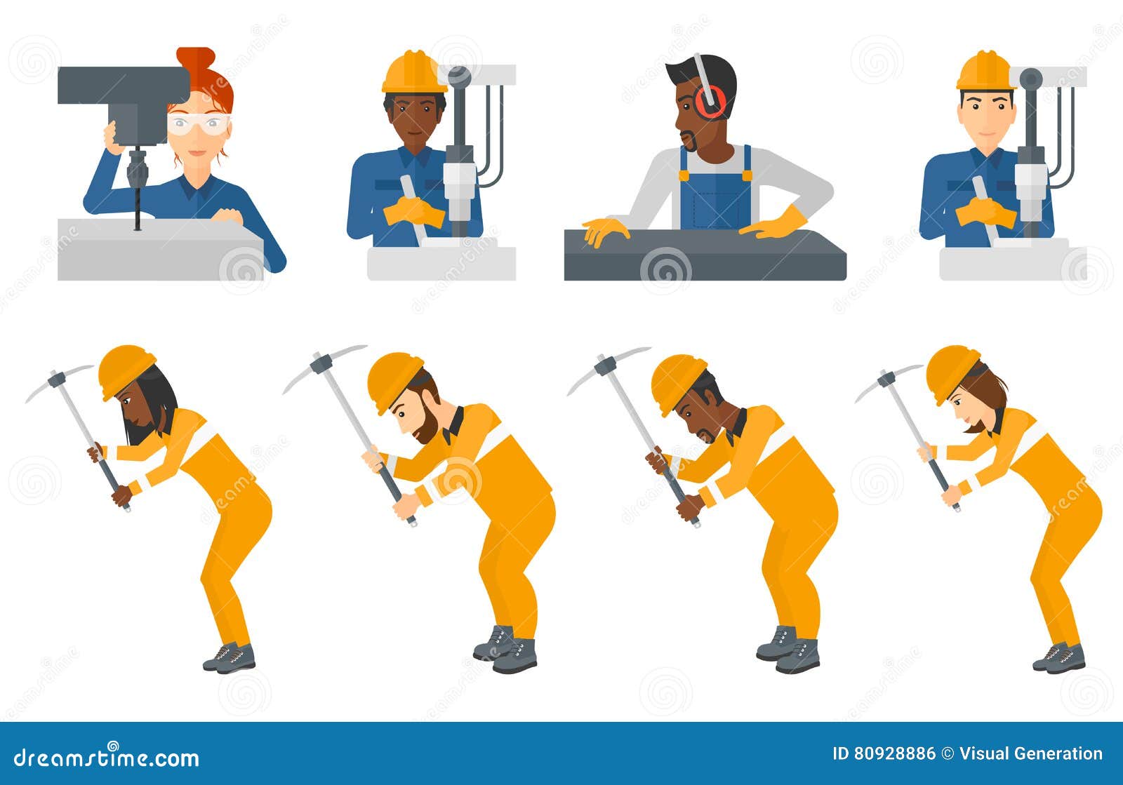 Vector Set of Industrial Workers. Stock Vector - Illustration of ...