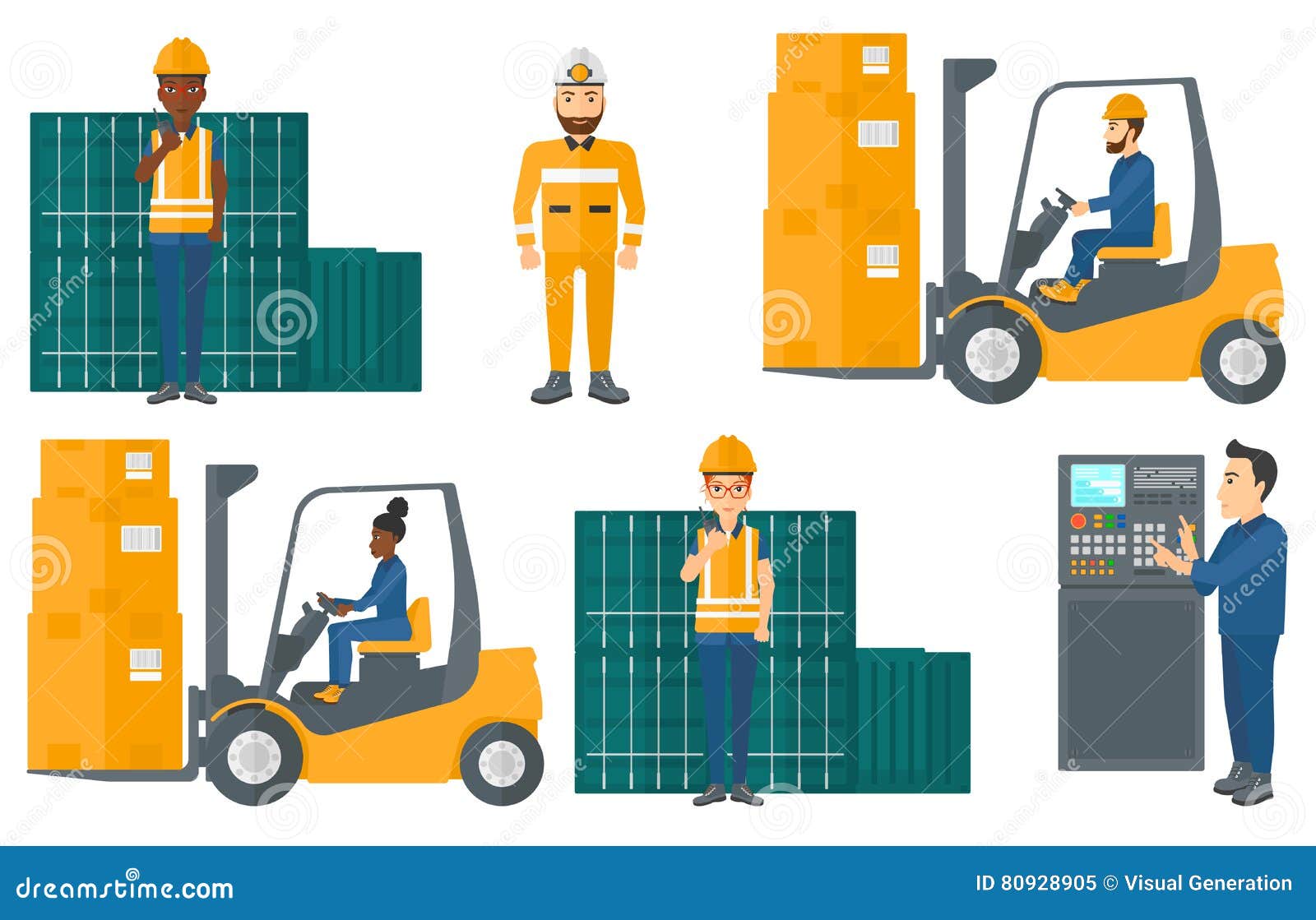 Vector Set of Industrial Workers. Stock Vector - Illustration of ...