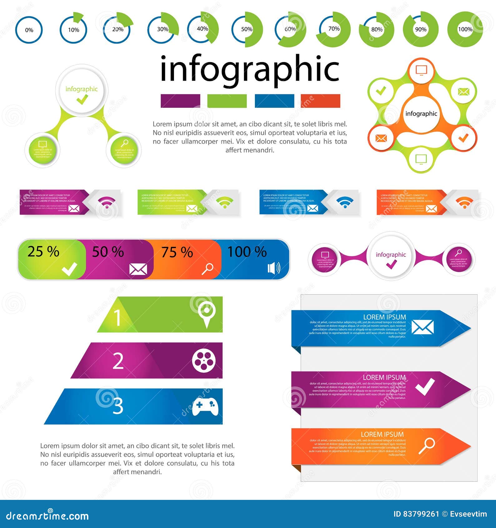Vector Set of Infographic Templates Stock Vector - Illustration of ...