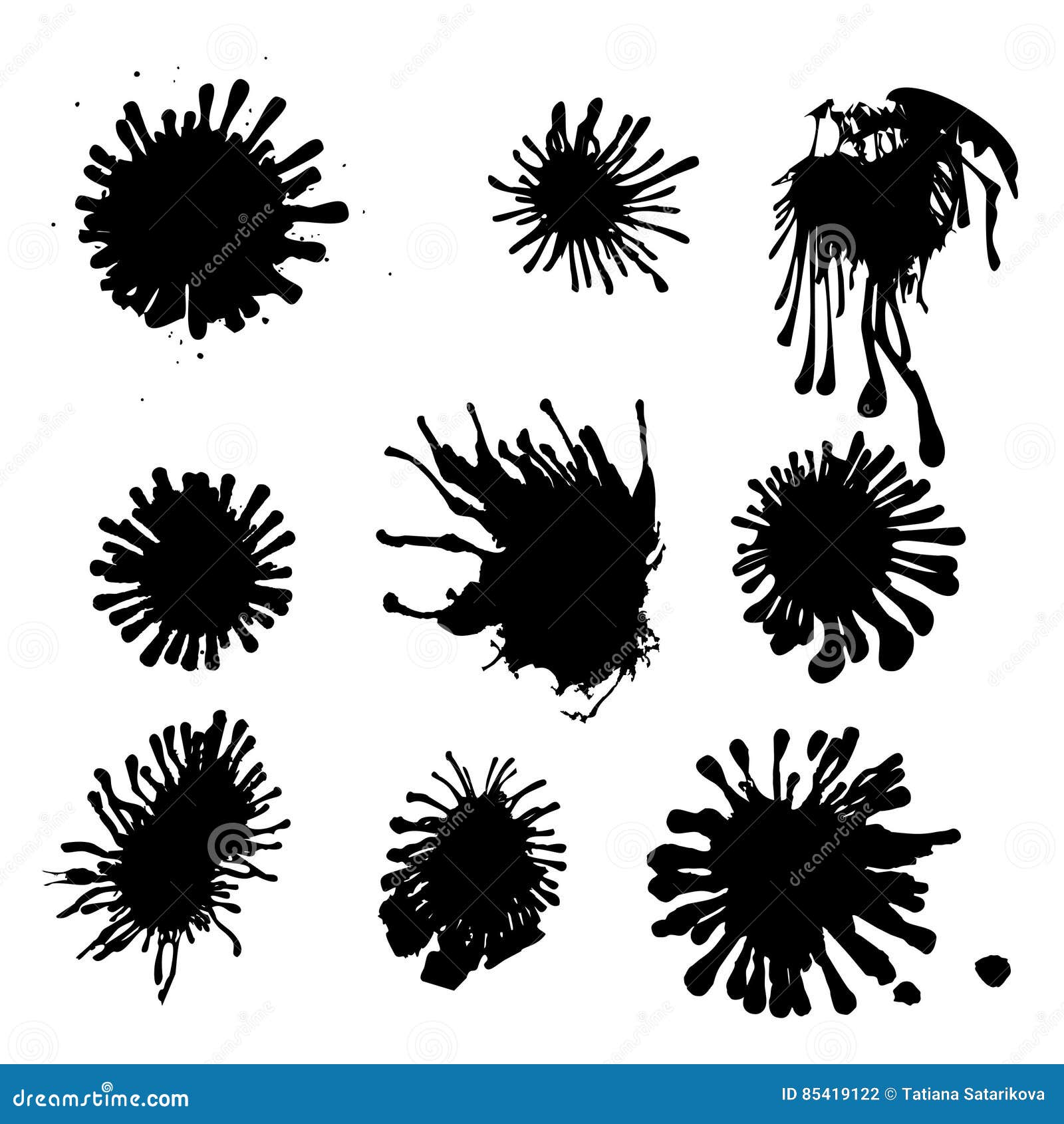 Vector set ink blots stock vector. Illustration of splodge - 85419122