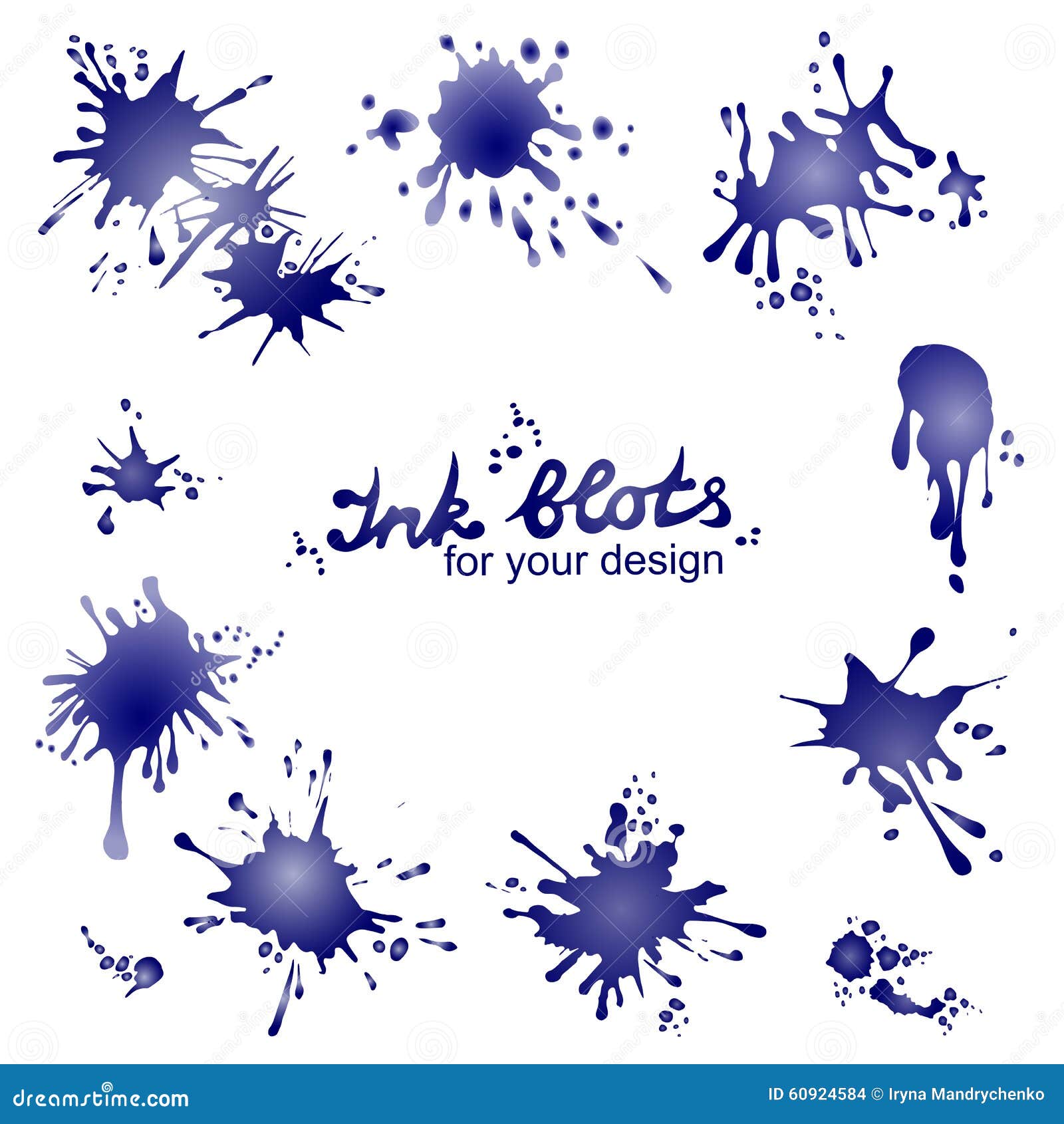 Vector set of ink blots stock vector. Illustration of blob - 60924584