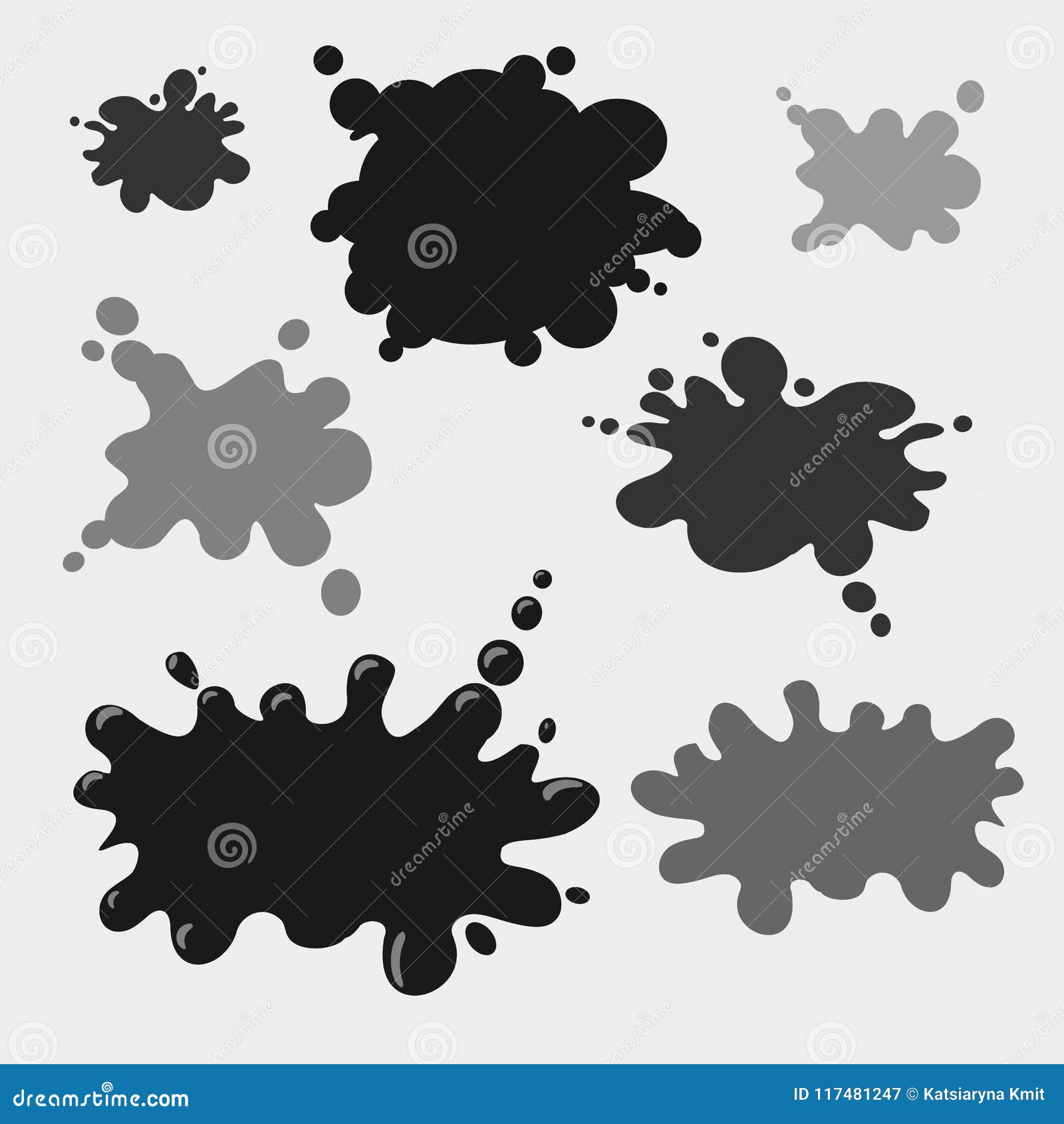 Vector set of ink blots. stock vector. Illustration of grunge - 117481247