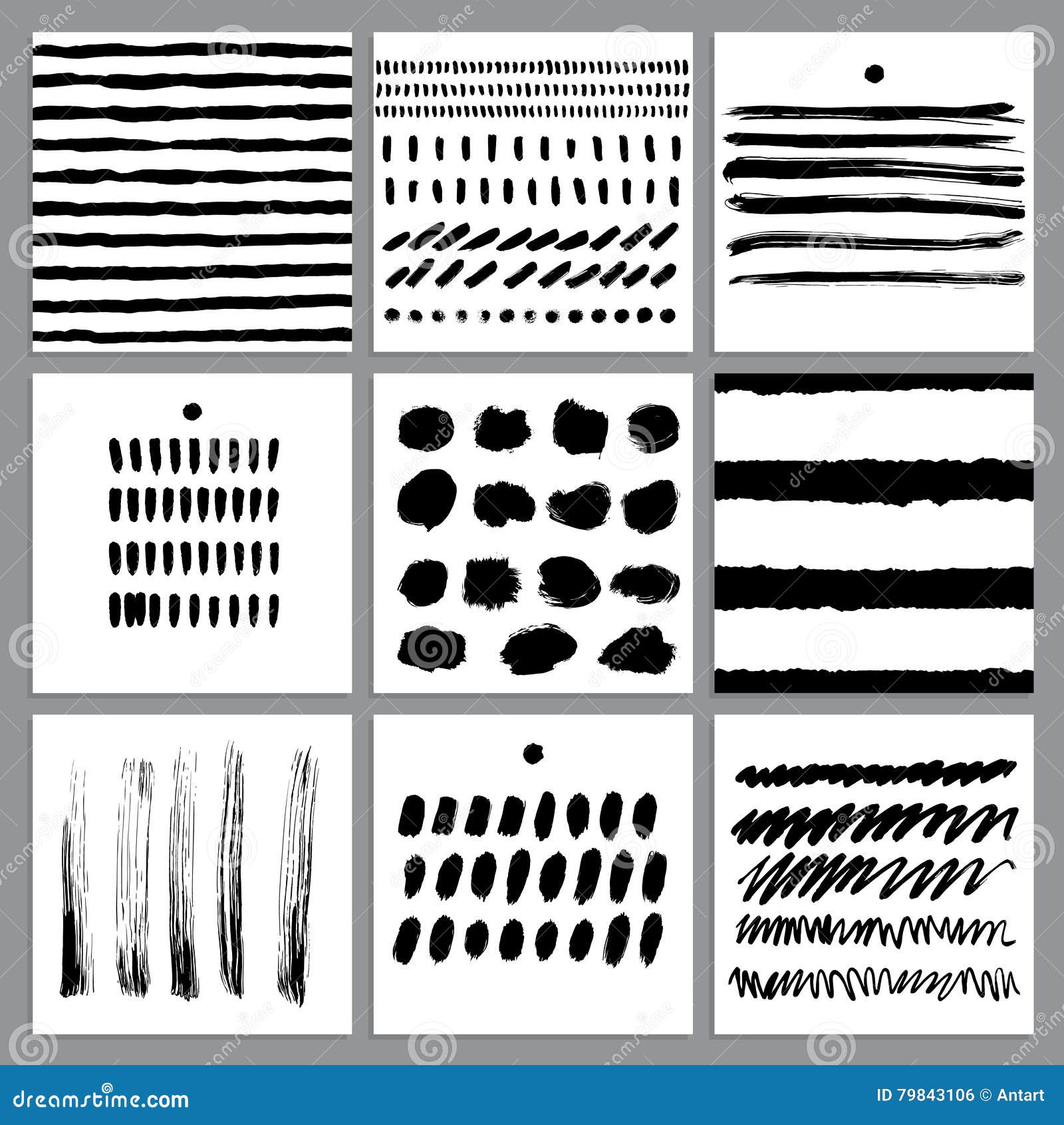 Vector Set with Ink Lines, Stains, Blots, Prints. Collection of Hand ...