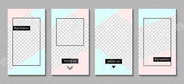 Vector Set of Instagram Stories Templates Stock Vector - Illustration ...