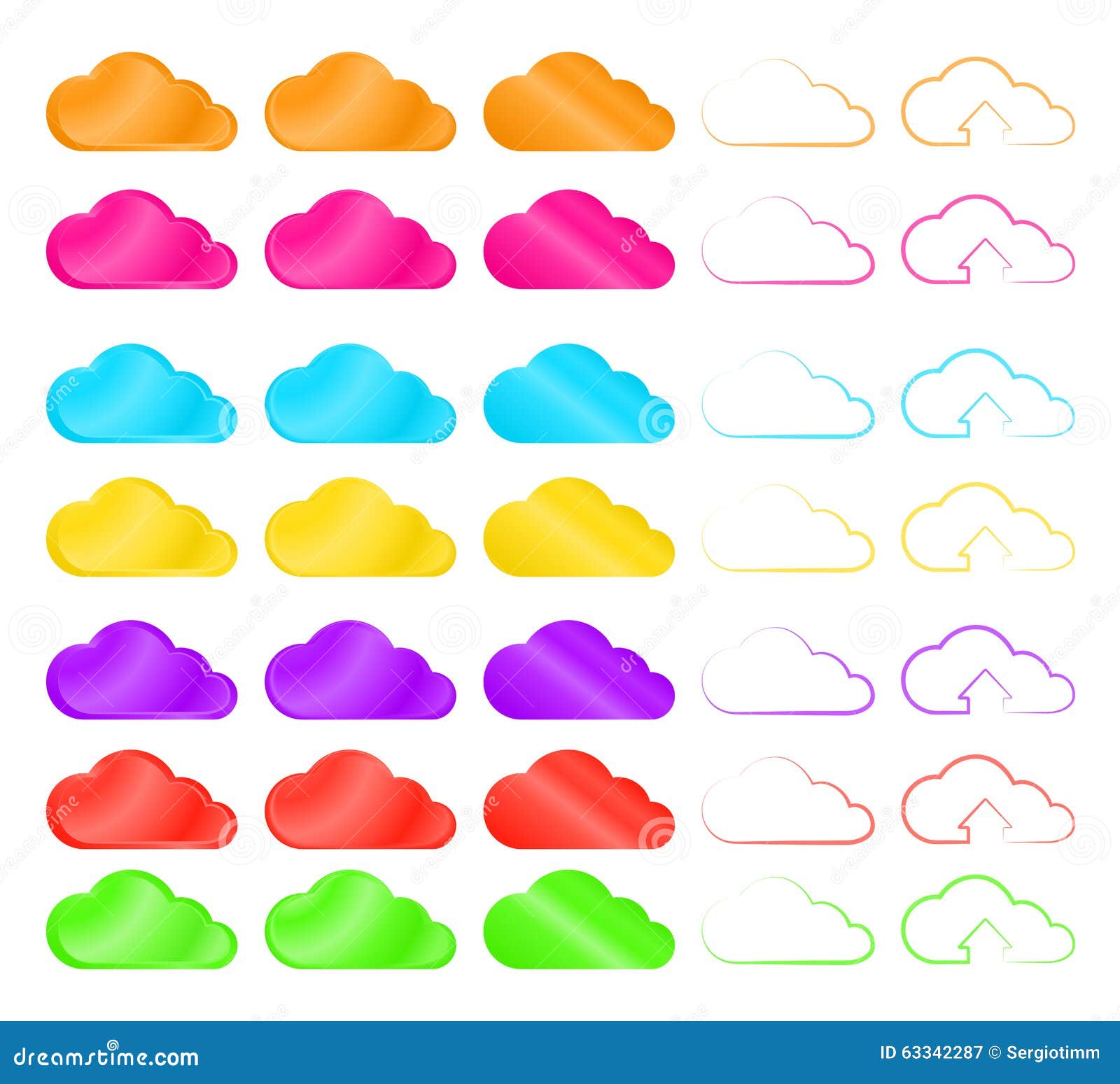 Vector Set of Internet Clouds Different Color Forms Stock Vector ...