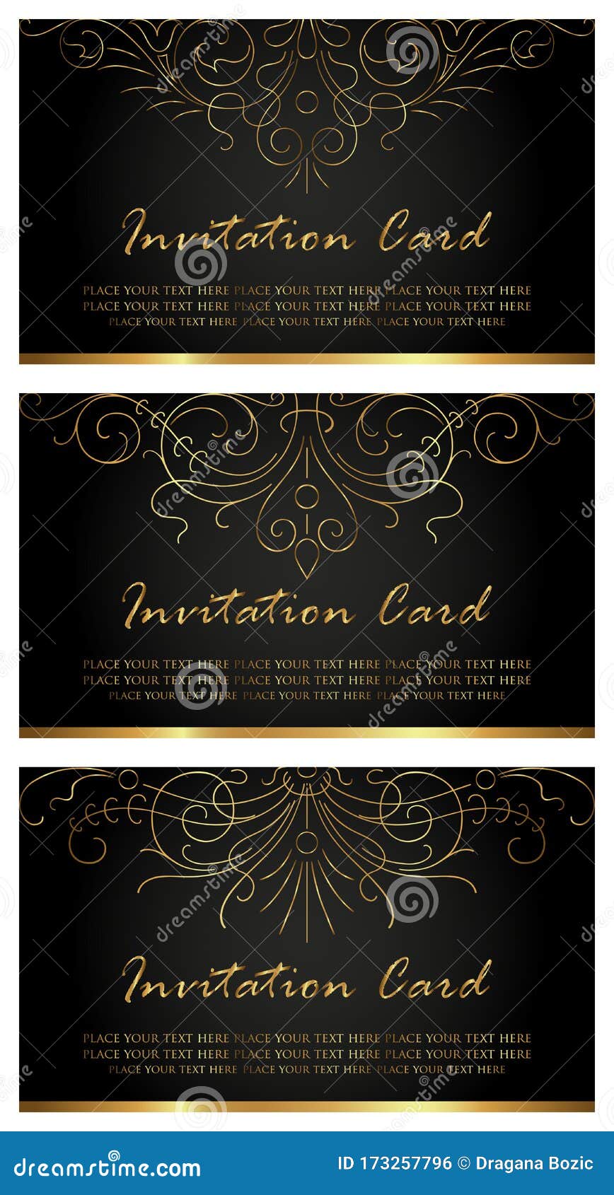 Vector Set of Invitation Card - Luxury Black and Gold Style Stock ... Vector Set of Invitation Card - Luxury Black and Gold Style Stock ...
