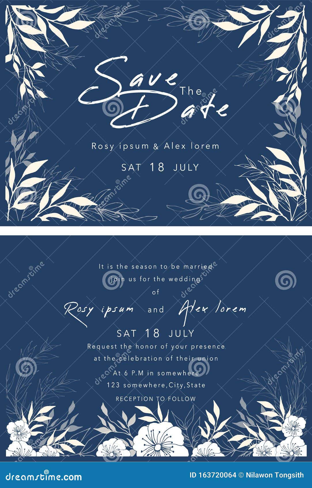 Vector Set of Invitation Cards with Elements Wedding Collection Stock ...