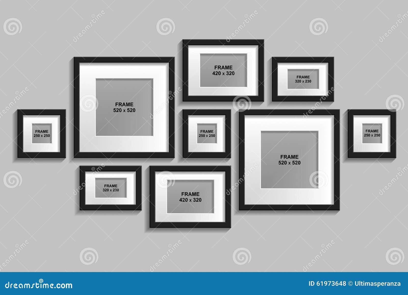 Vector Set of Isolated Black Frames with Passepartout Stock Vector ...