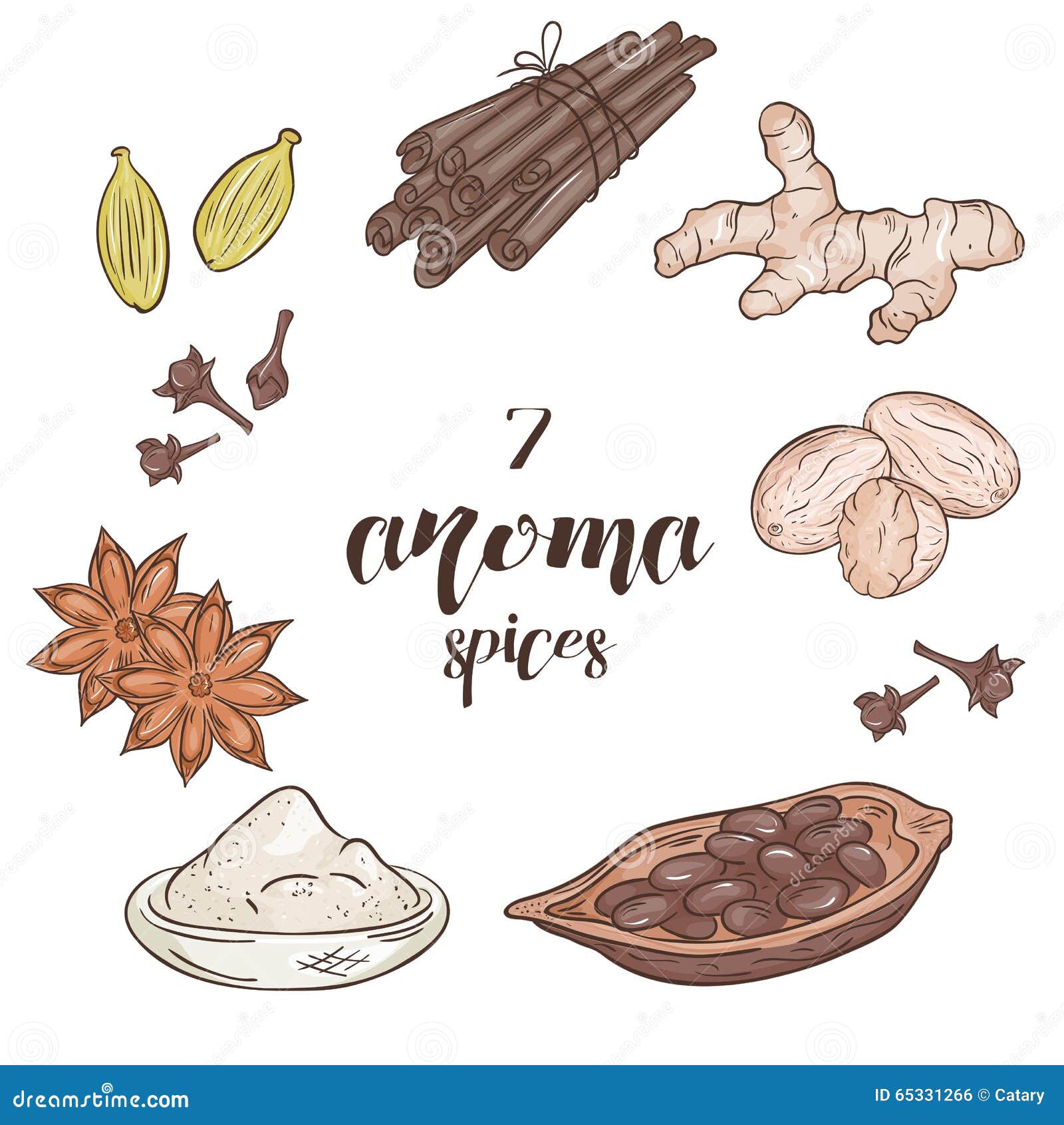 Vector Set of 6 Isolated Cartoon Hand Drawn Aroma Stock Vector ...