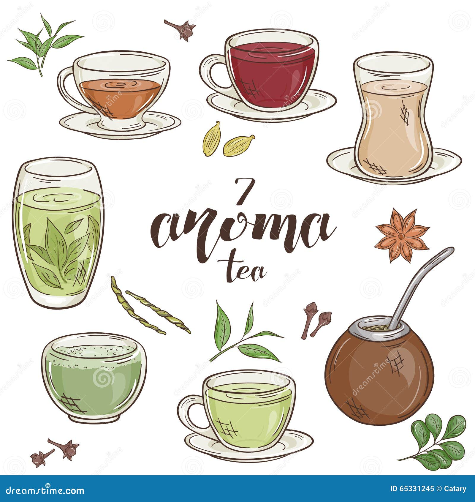 Vector Set of 6 Isolated Cartoon Hand Drawn Aroma Stock Vector ...