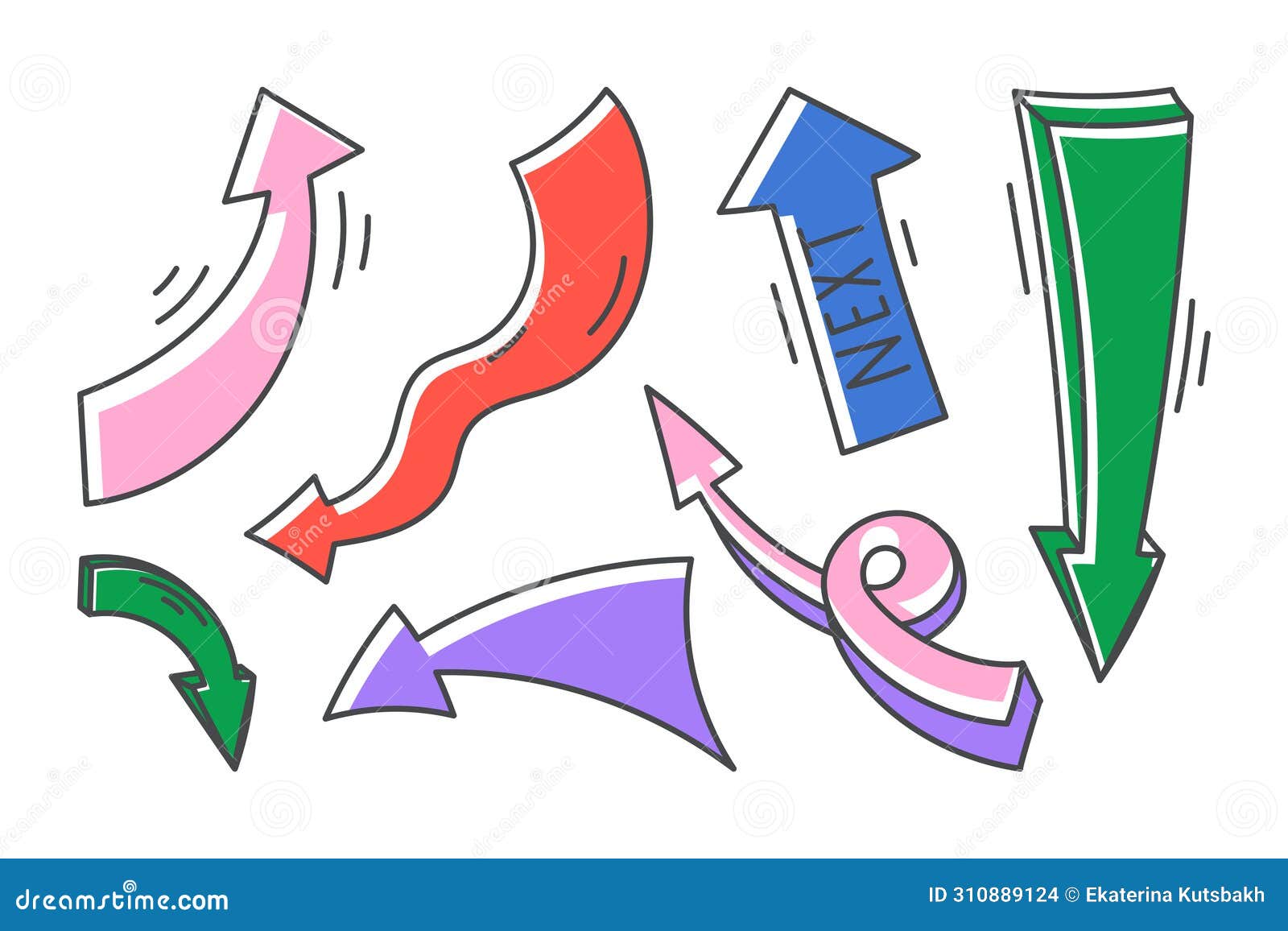 Funny Arrows Seamless Pattern. Playful Pointers Of Different Shapes ...