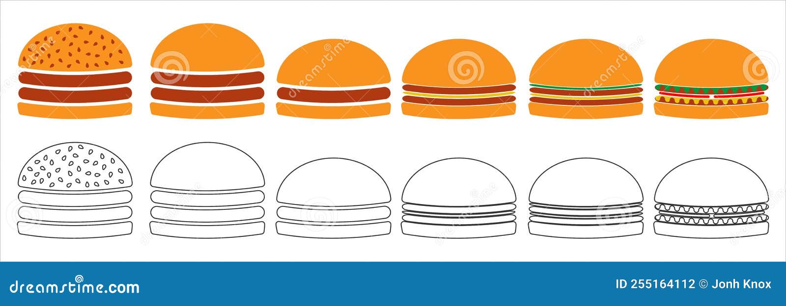 Vector Set of Isolated Elements of a Large Burger. Set of Vector Burger ...