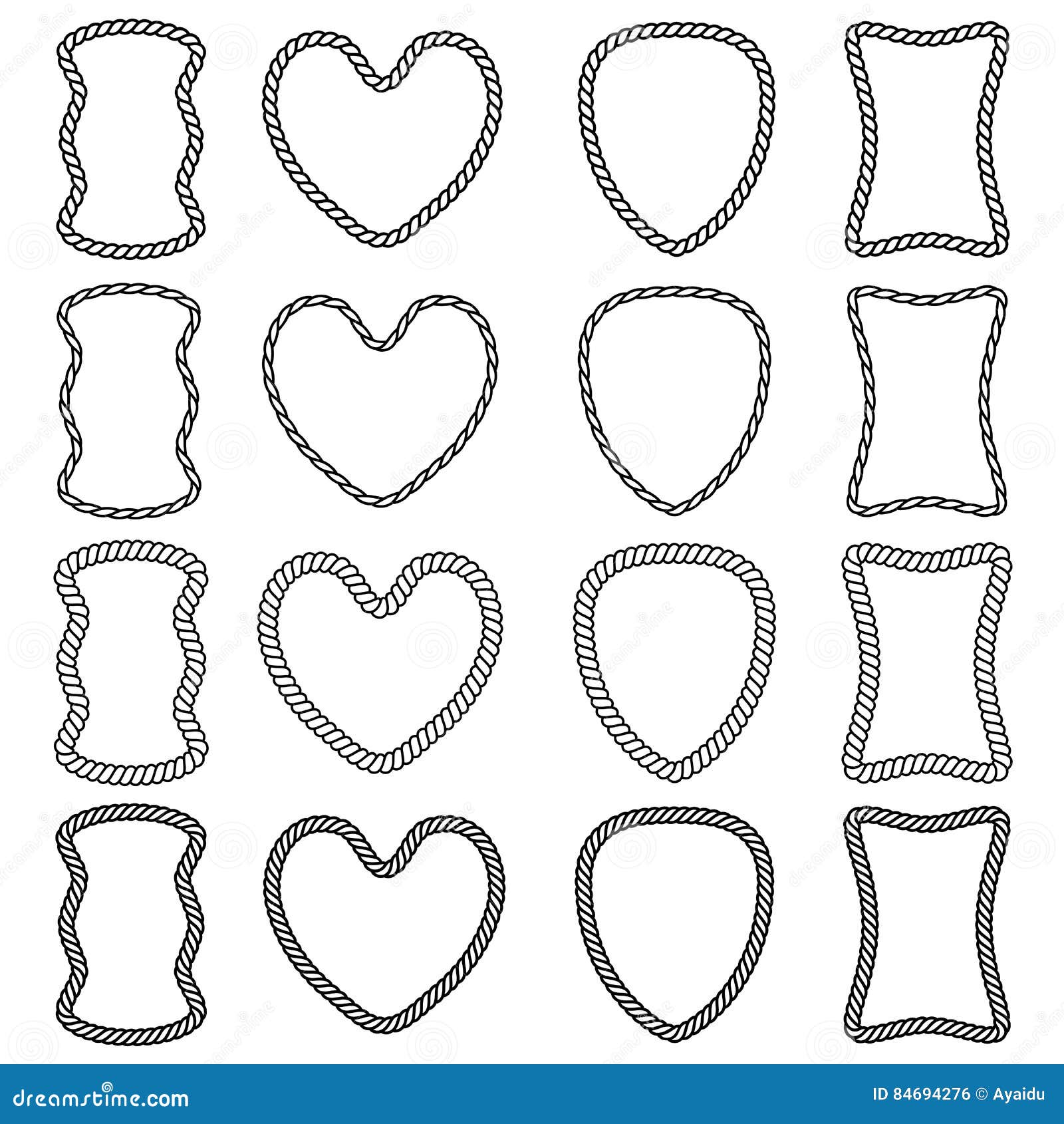 Twisted Rope Round Frame - Interlaced Ropes Border Vector Illustration ...