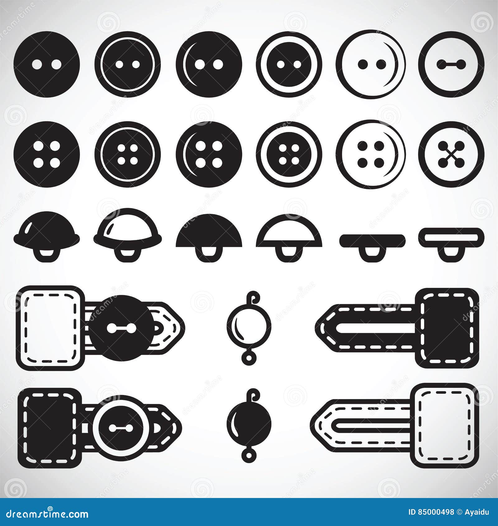 Vector Set of Isolated Icons of Buttons in Flat Style in Full Fa Stock ...