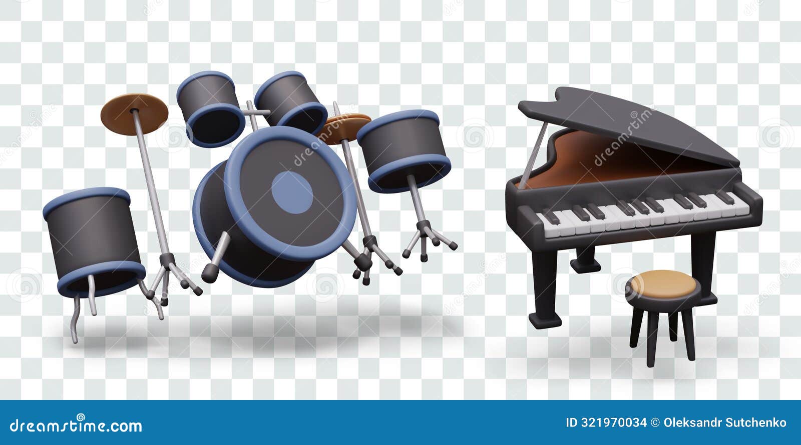 Vector Set of Isolated Musical Instruments. Percussion and Keyboard ...