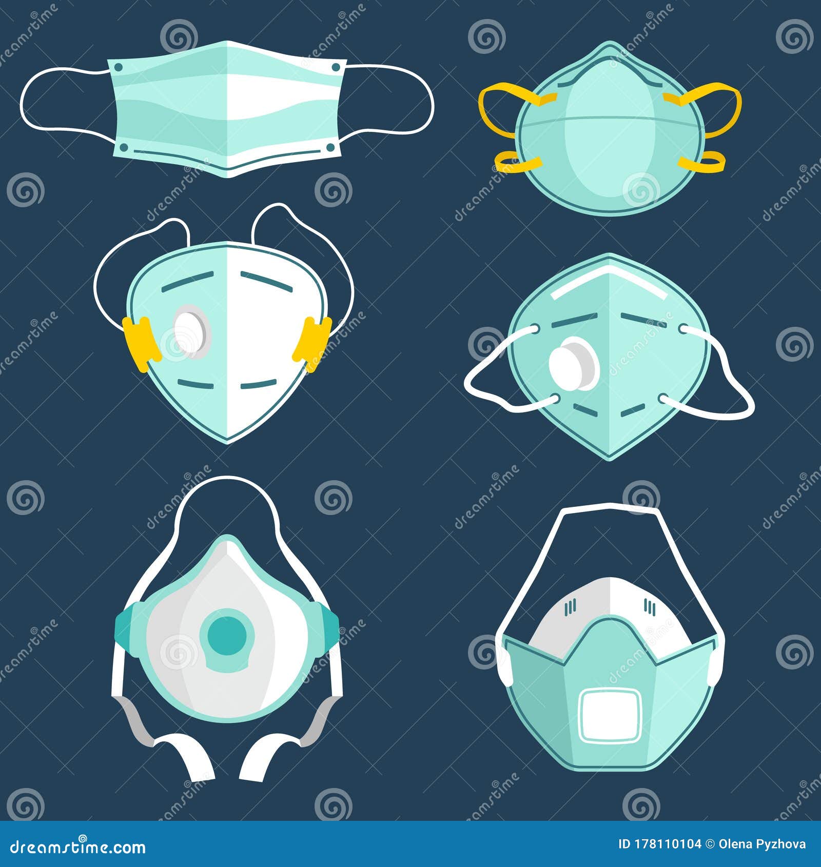 Vector Set of Isolated Respiratory Medical Masks Stock Vector ...