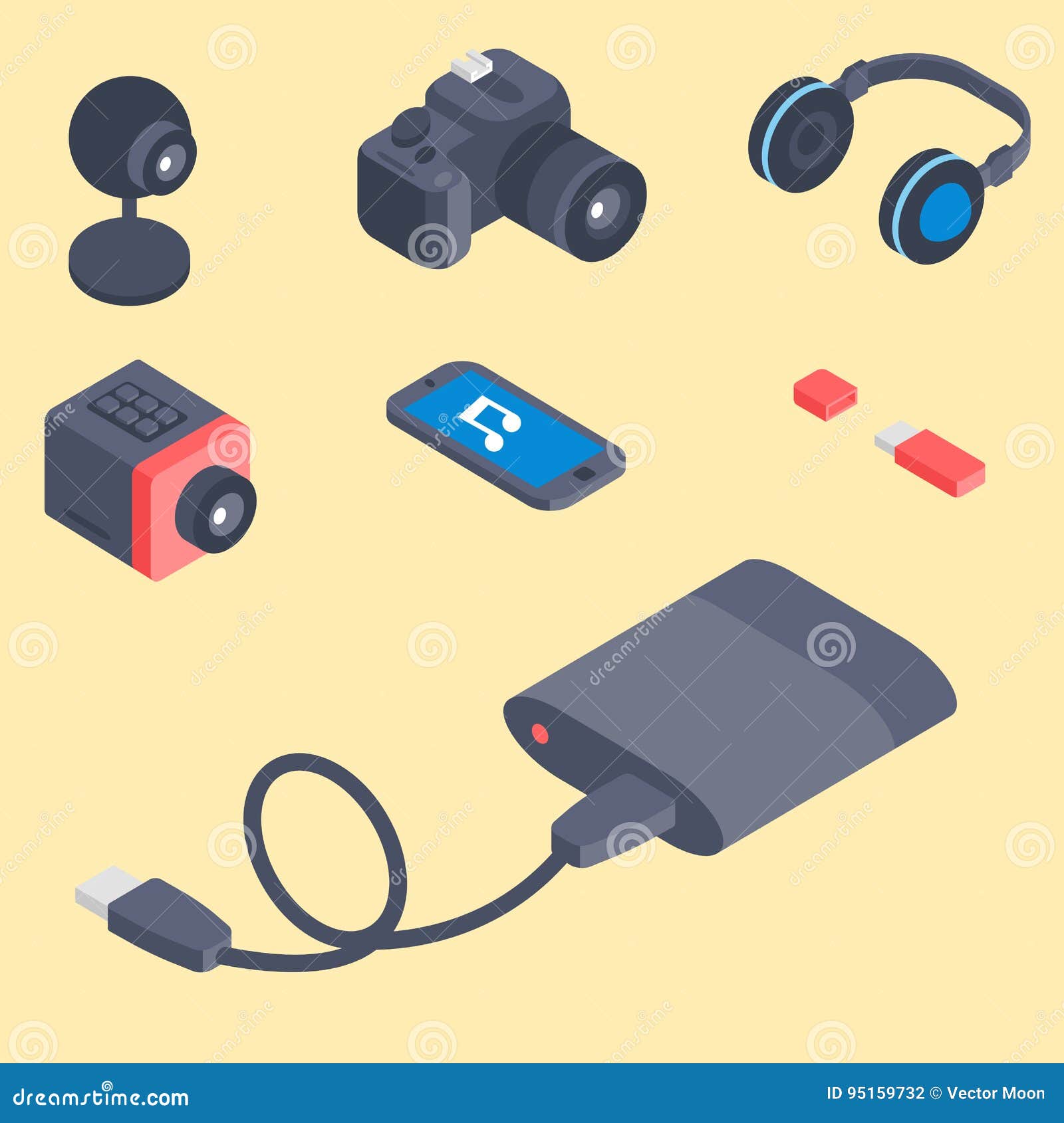 Vector Set of Isometric Computer Devices Icons Wireless Technologies ...