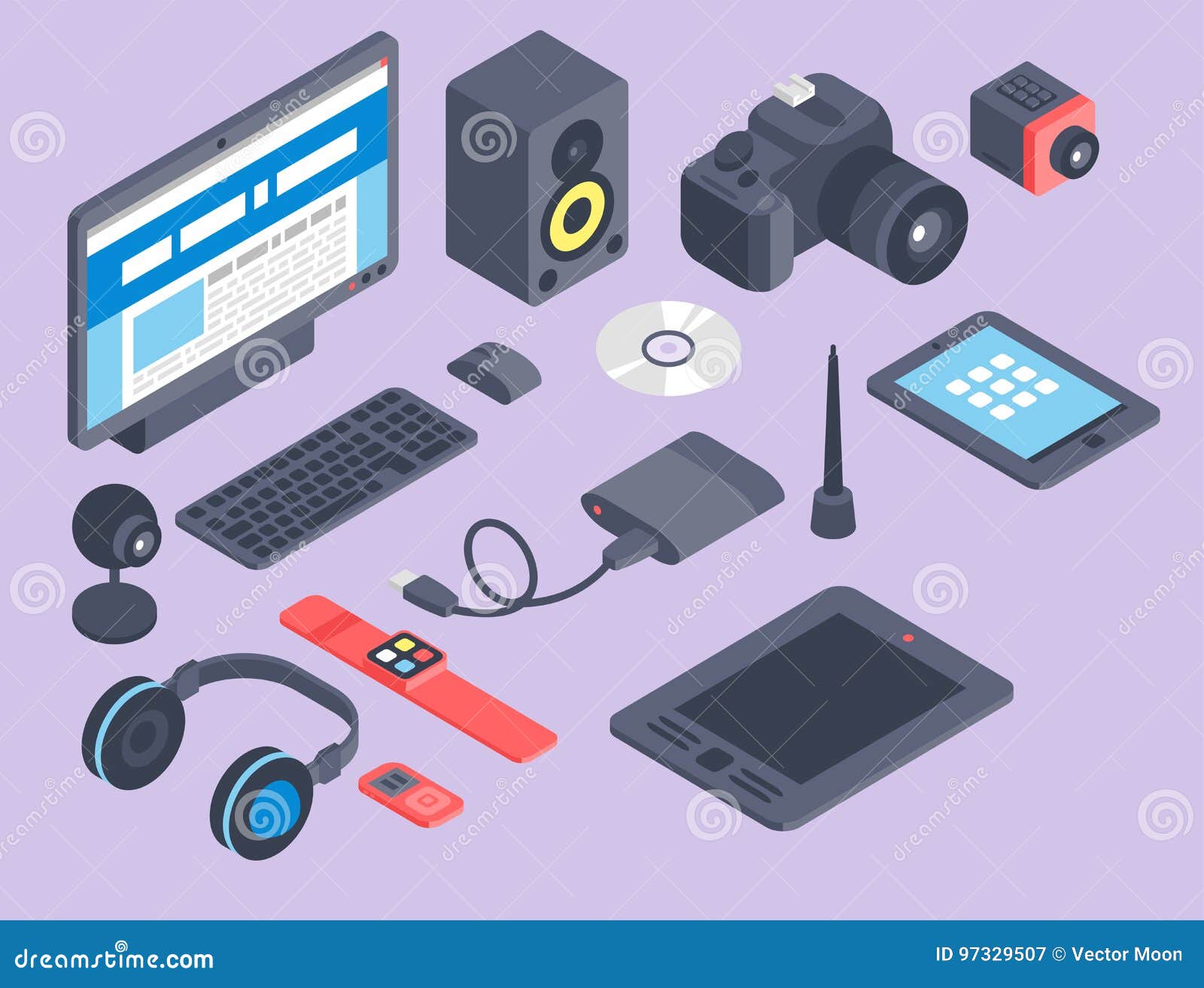 Vector Set of Isometric Computer Devices Icons Wireless Technologies ...