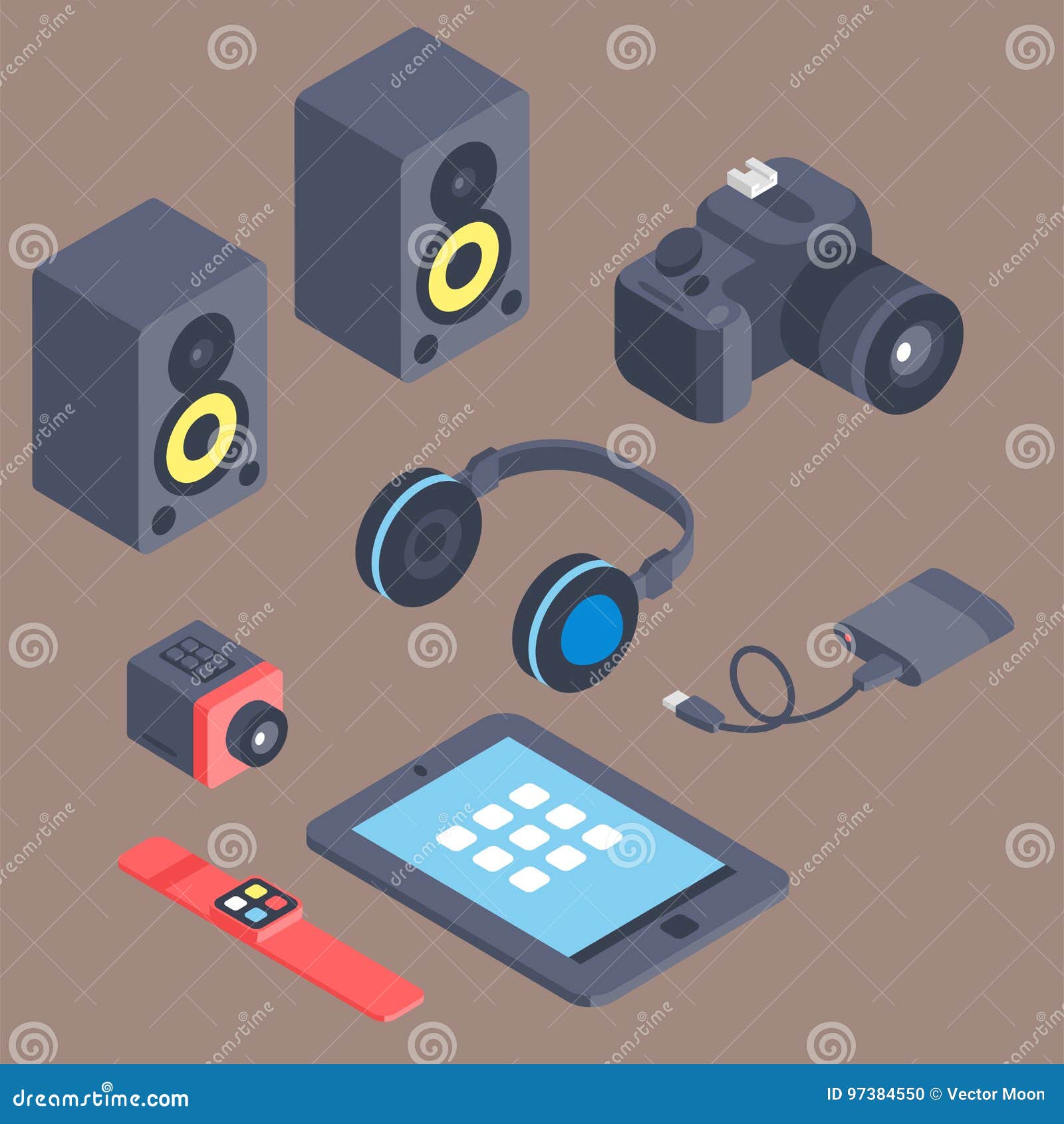 Vector Set of Isometric Computer Devices Icons Wireless Technologies ...