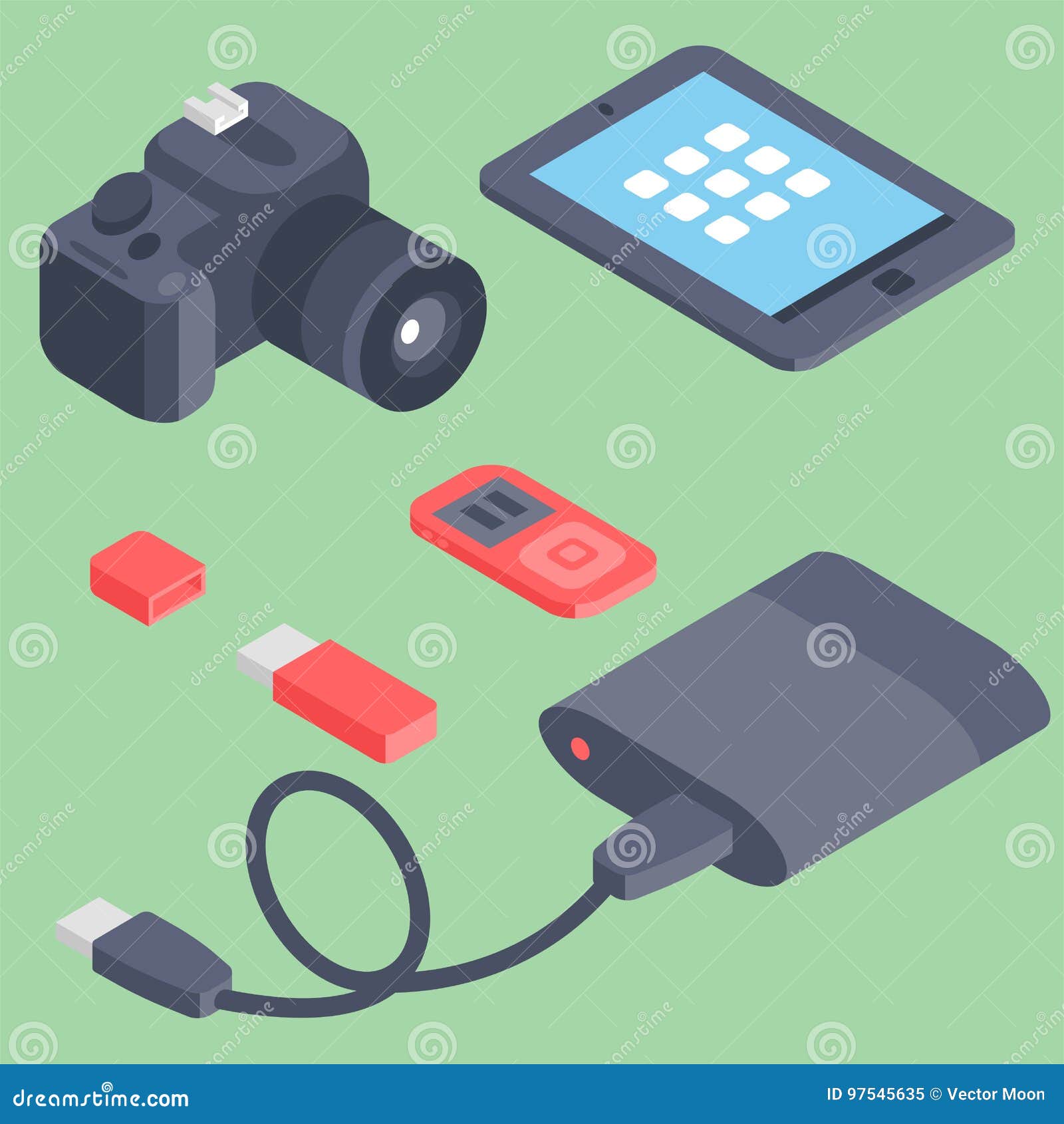 Vector Set of Isometric Computer Devices Icons Wireless Technologies ...