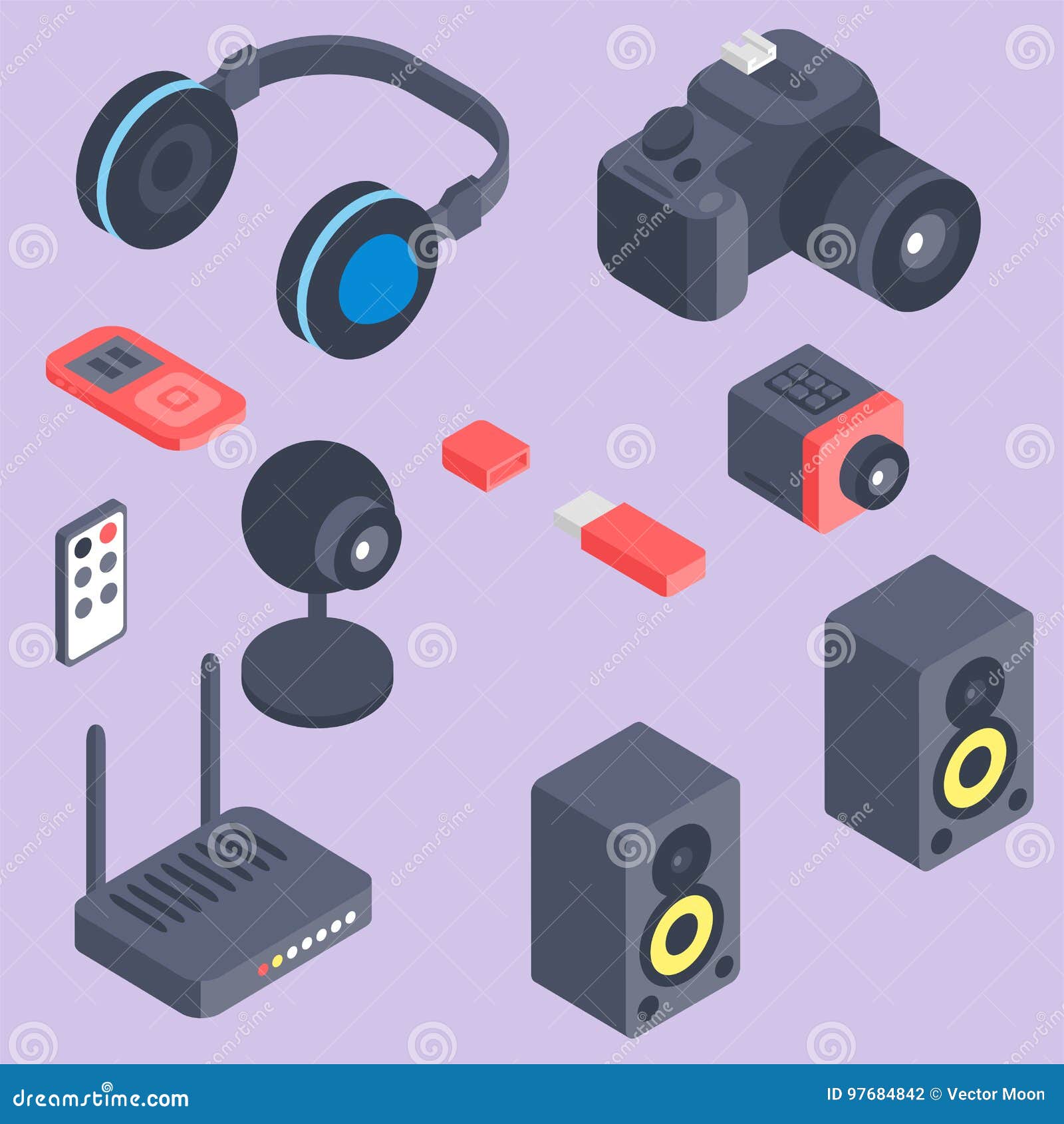 Vector Set of Isometric Computer Devices Icons Wireless Technologies ...