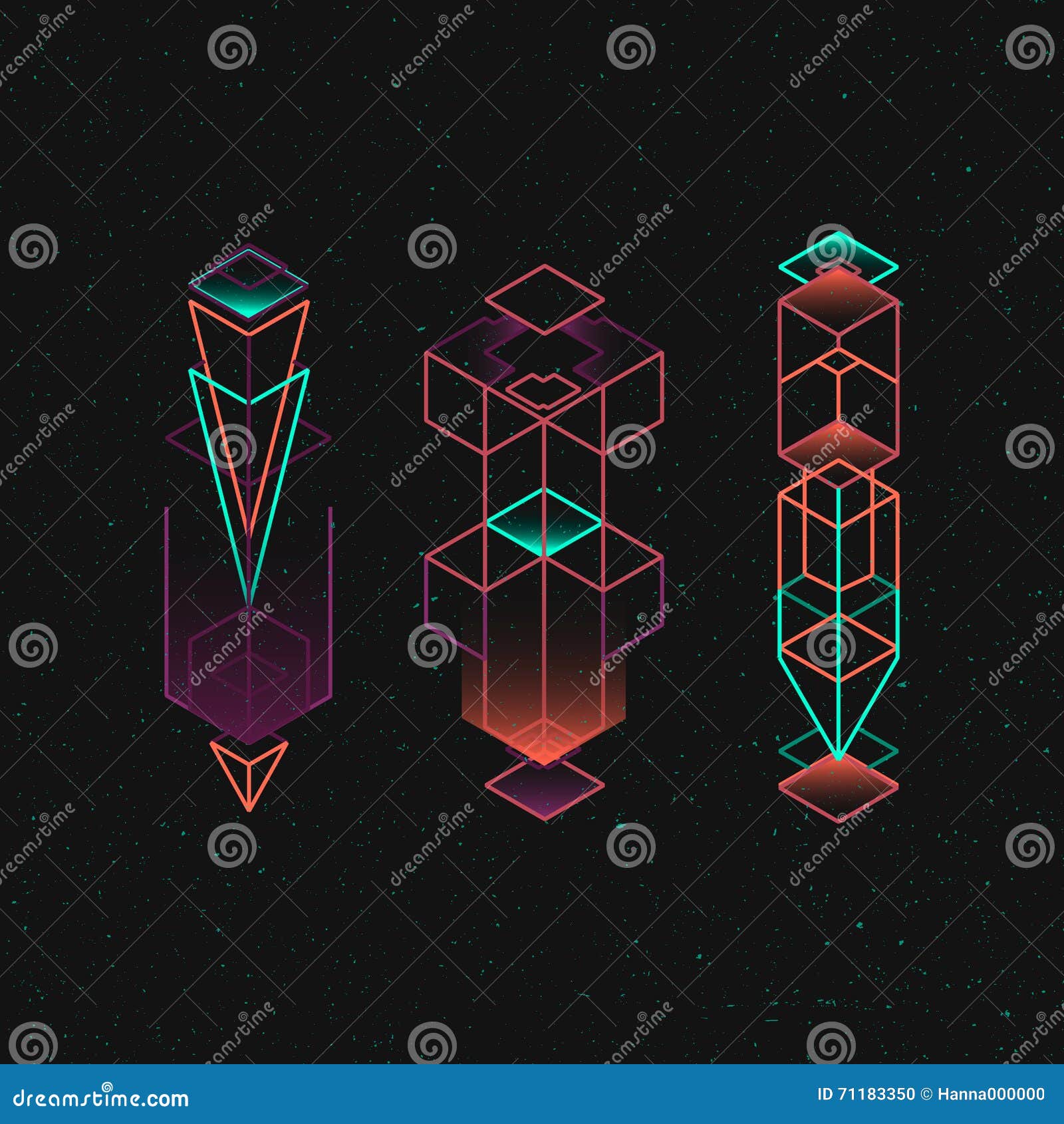 Vector Set of Isometric Flat Cubes Constructor, Abstract Shapes Stock ...