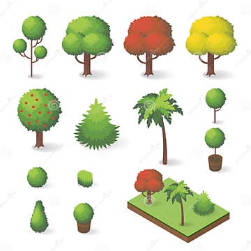 Vector Set of Isometric Various Trees Stock Vector - Illustration of ...