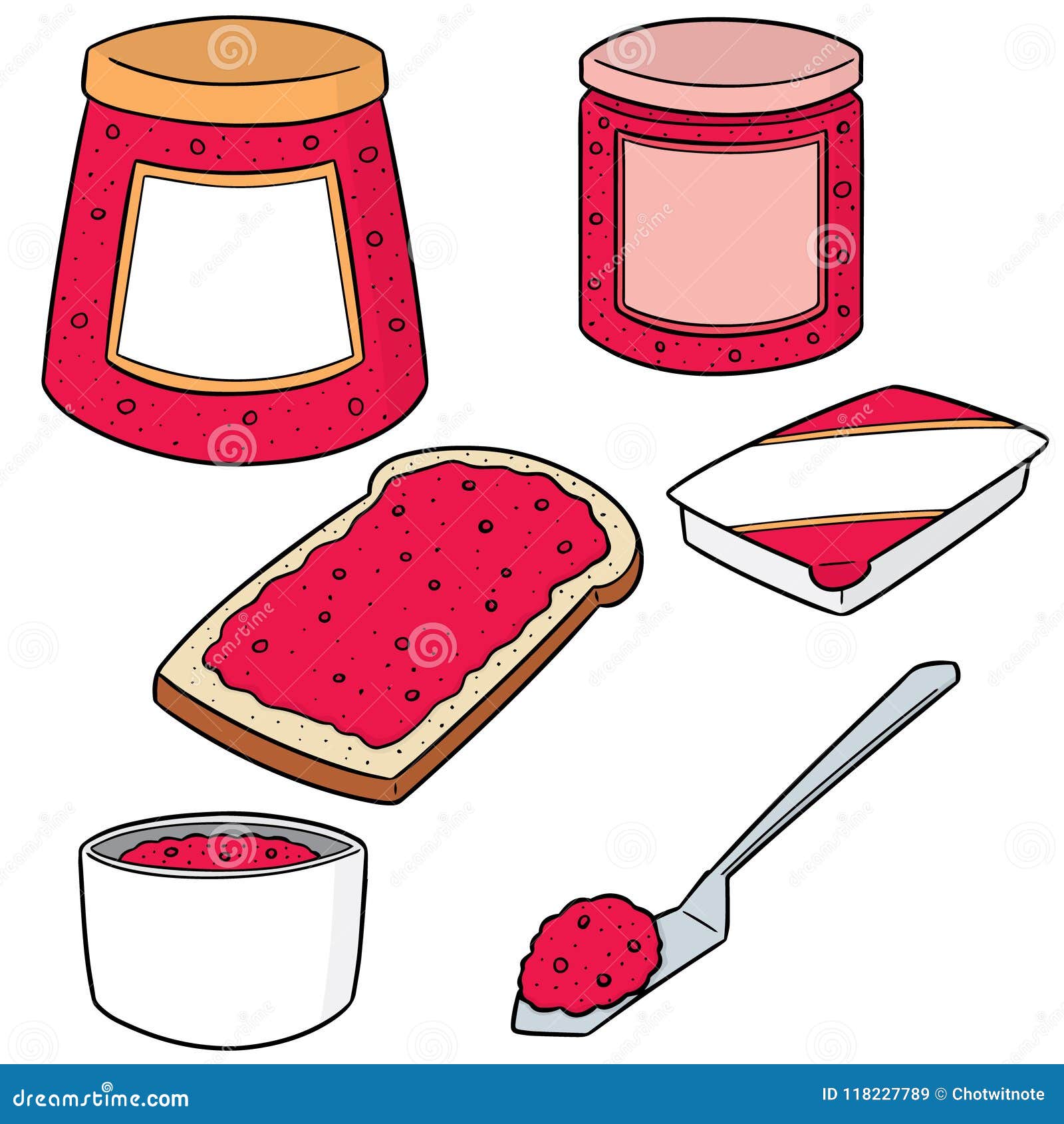 Vector set of jam stock vector. Illustration of dessert - 118227789