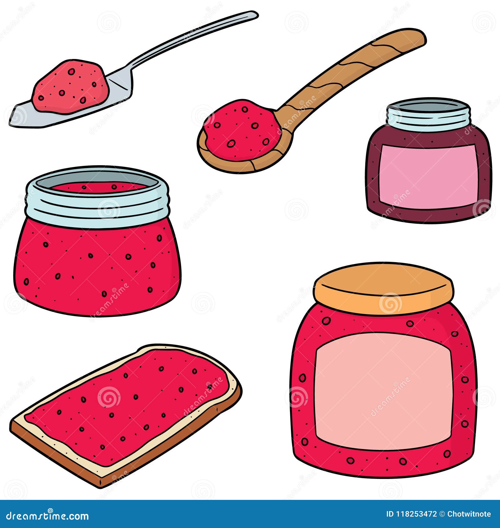 Vector set of jam stock vector. Illustration of hand - 118253472