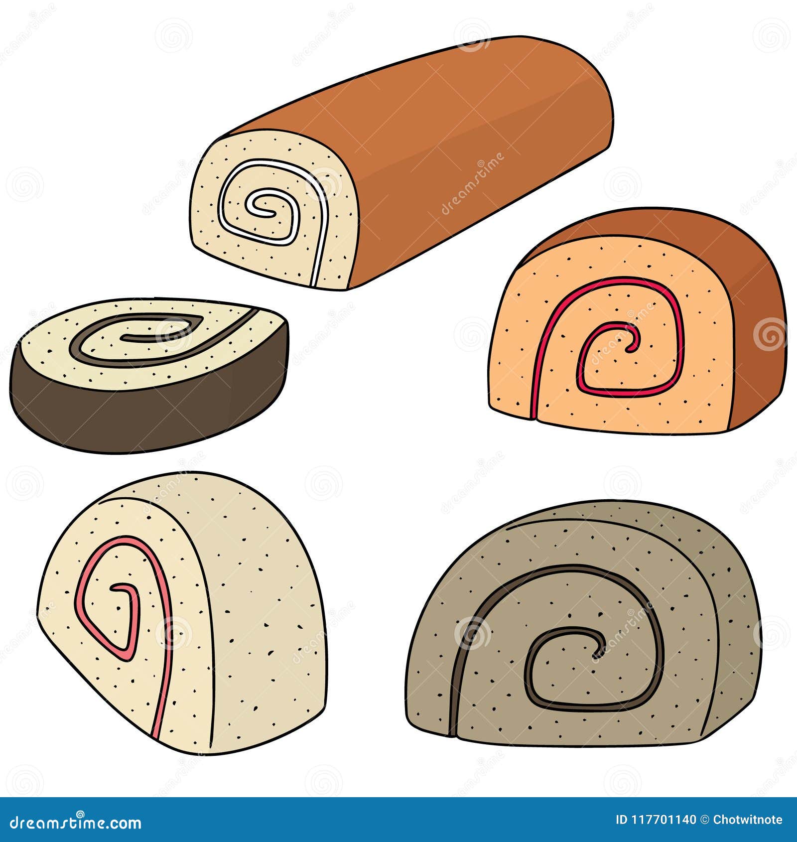 Vector set of jam roll stock vector. Illustration of draw - 117701140