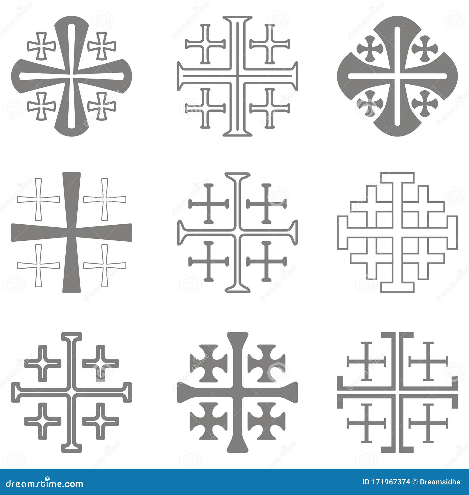 Jerusalem Cross Sign. Black Icon On White Popart Splash At Green ...