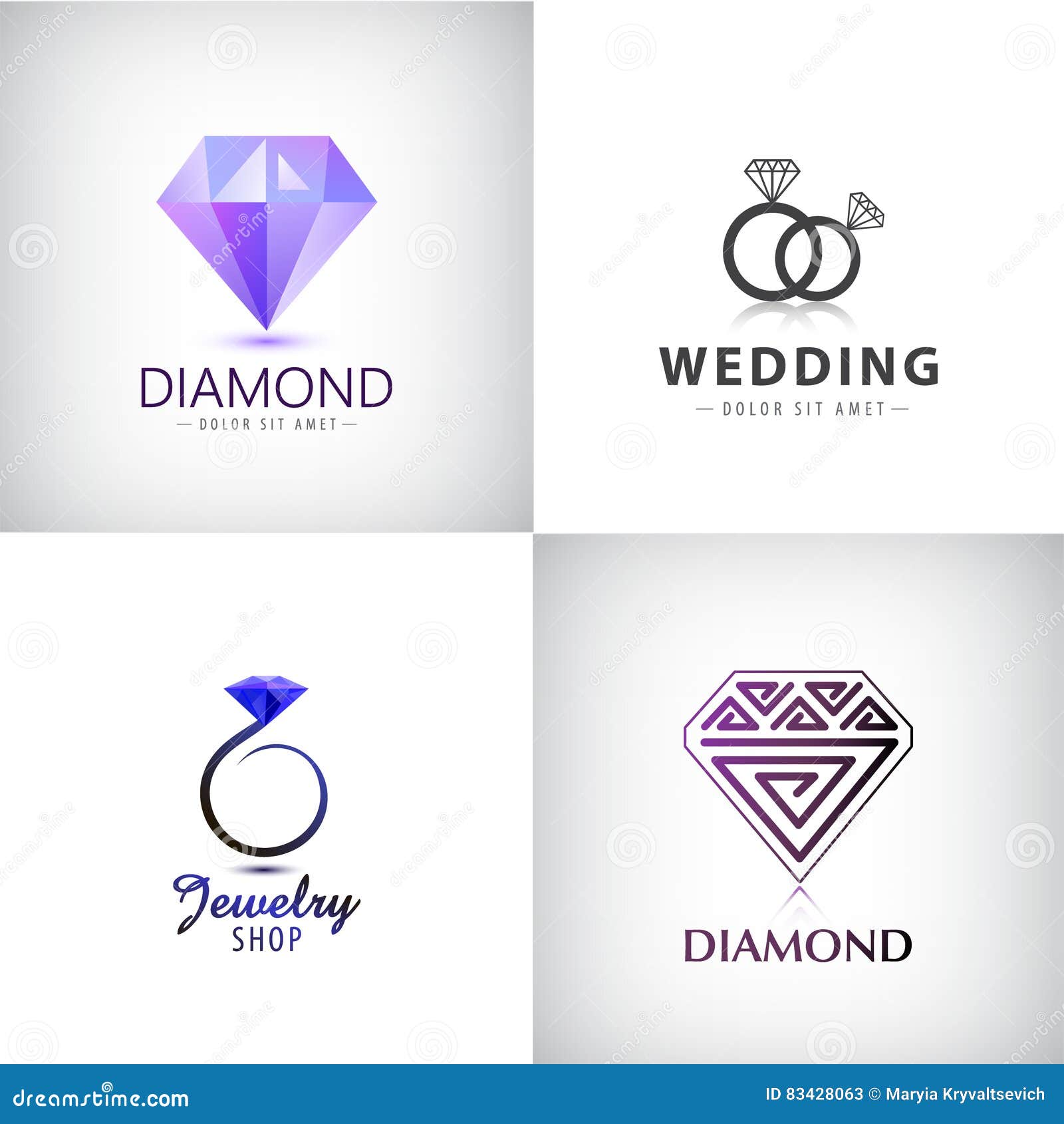 Vector Set of Jewellery Logos. Ring, Wedding Stock Vector ...