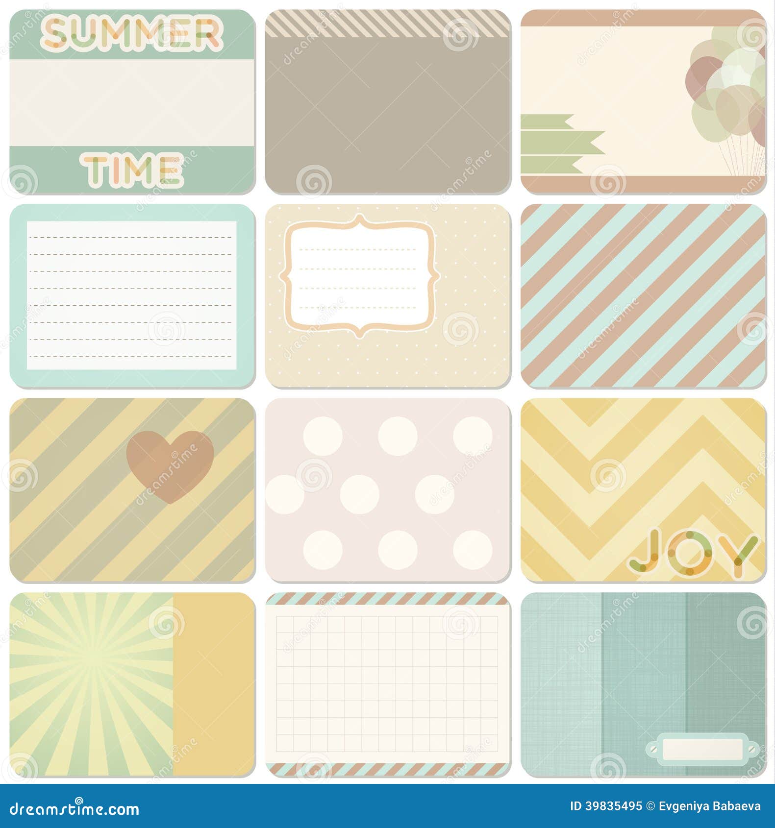 Vector Set of Journal Cards. Stock Vector - Illustration of journaling ...