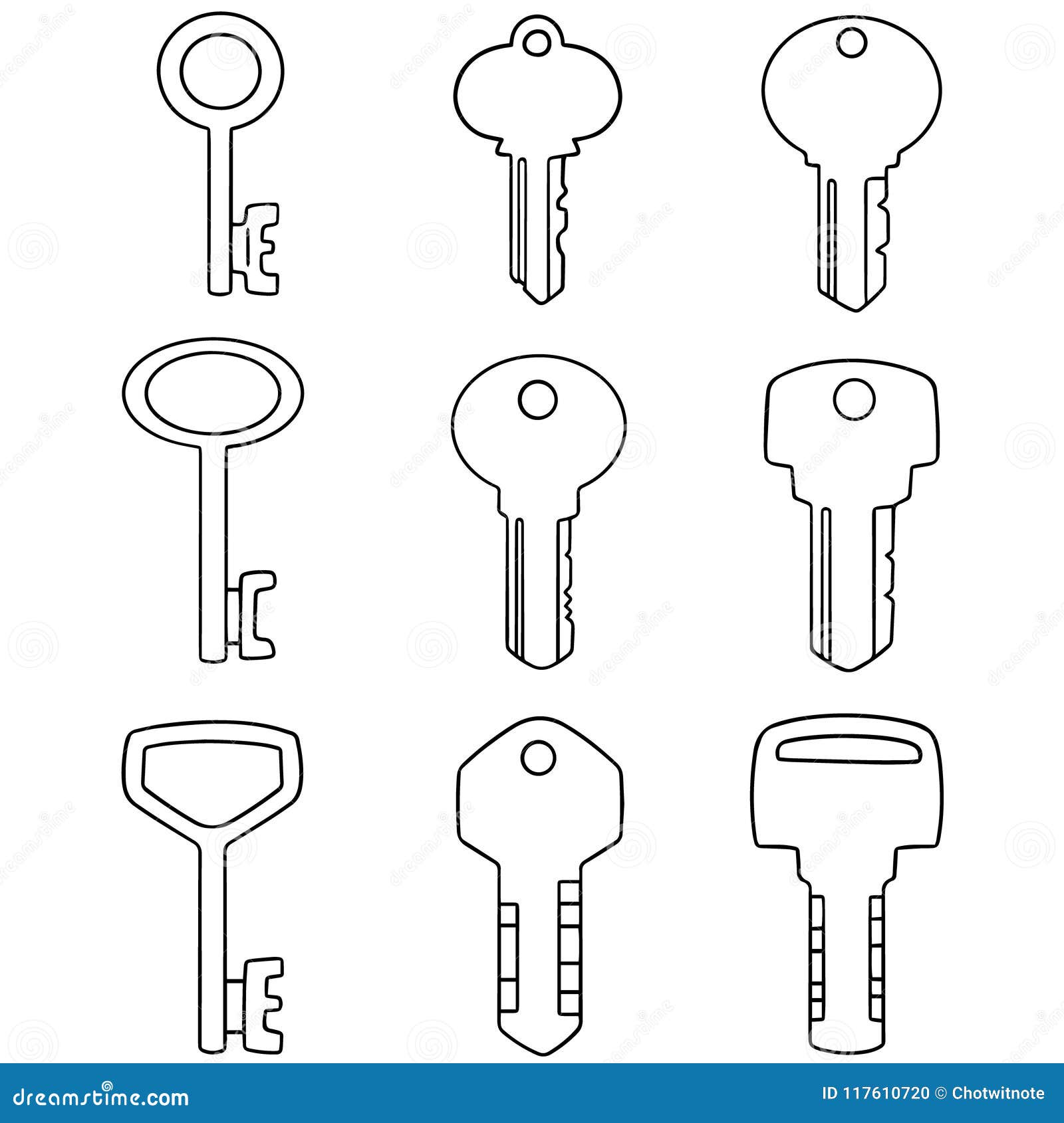 Vector set of key stock vector. Illustration of private - 117610720