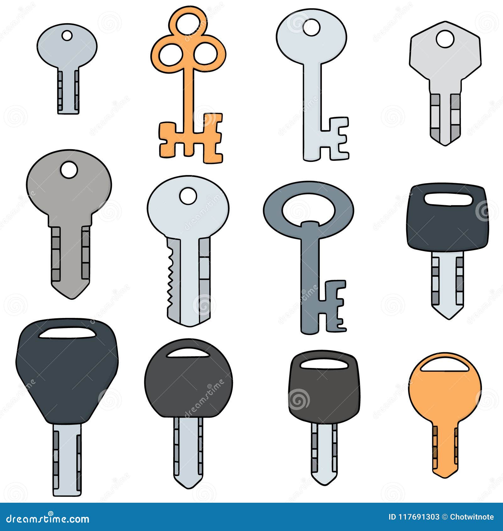 Vector set of key stock vector. Illustration of protect - 117691303