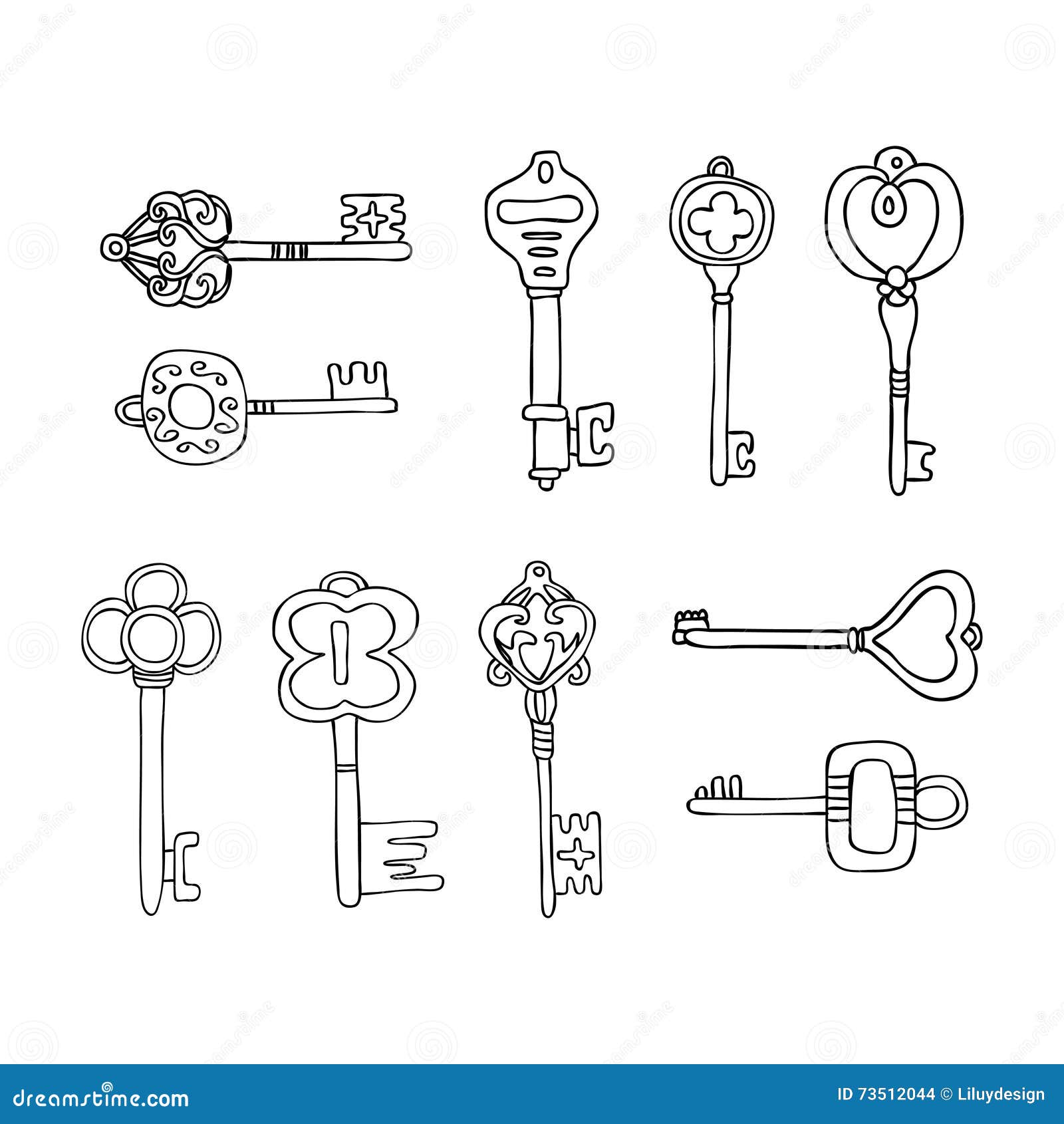 Vector Set Of Keys Icons. Modern And Antique Keys. Types Of Keys ...