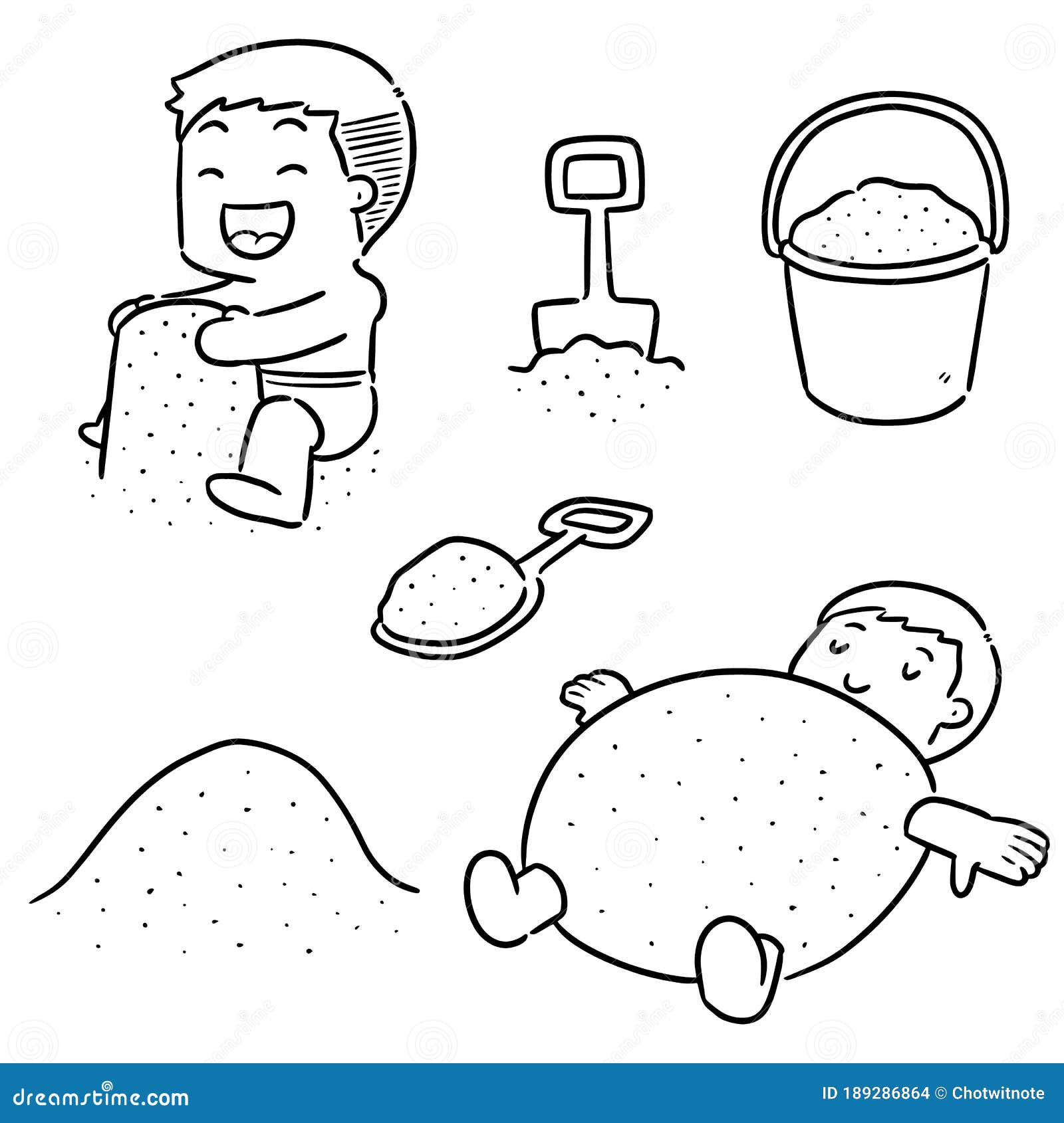 Vector Set of Kid Playing Sand Stock Vector - Illustration of object ...