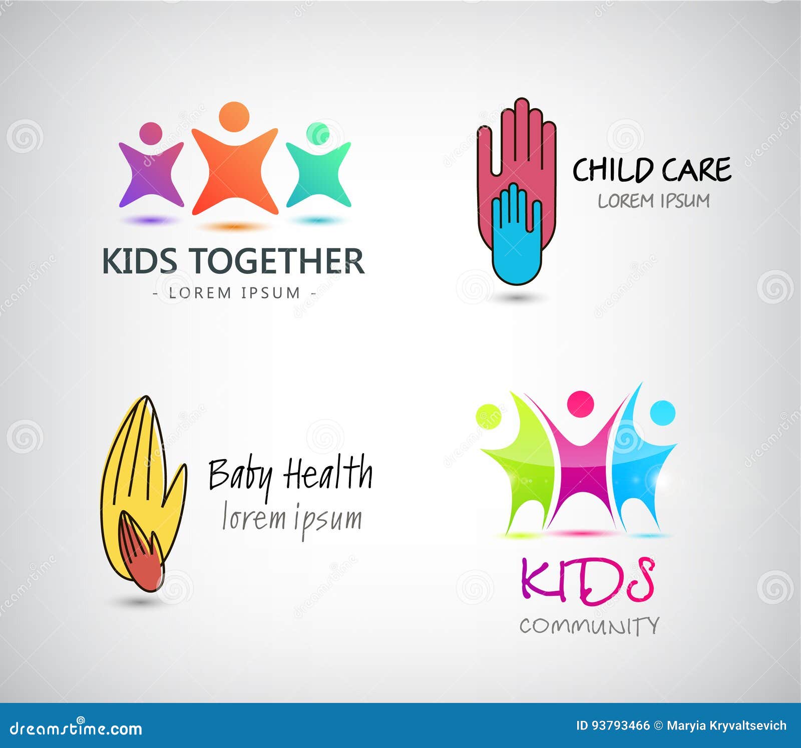 Vector Set of Kids Logos, Support, Care of Children Stock Vector ...