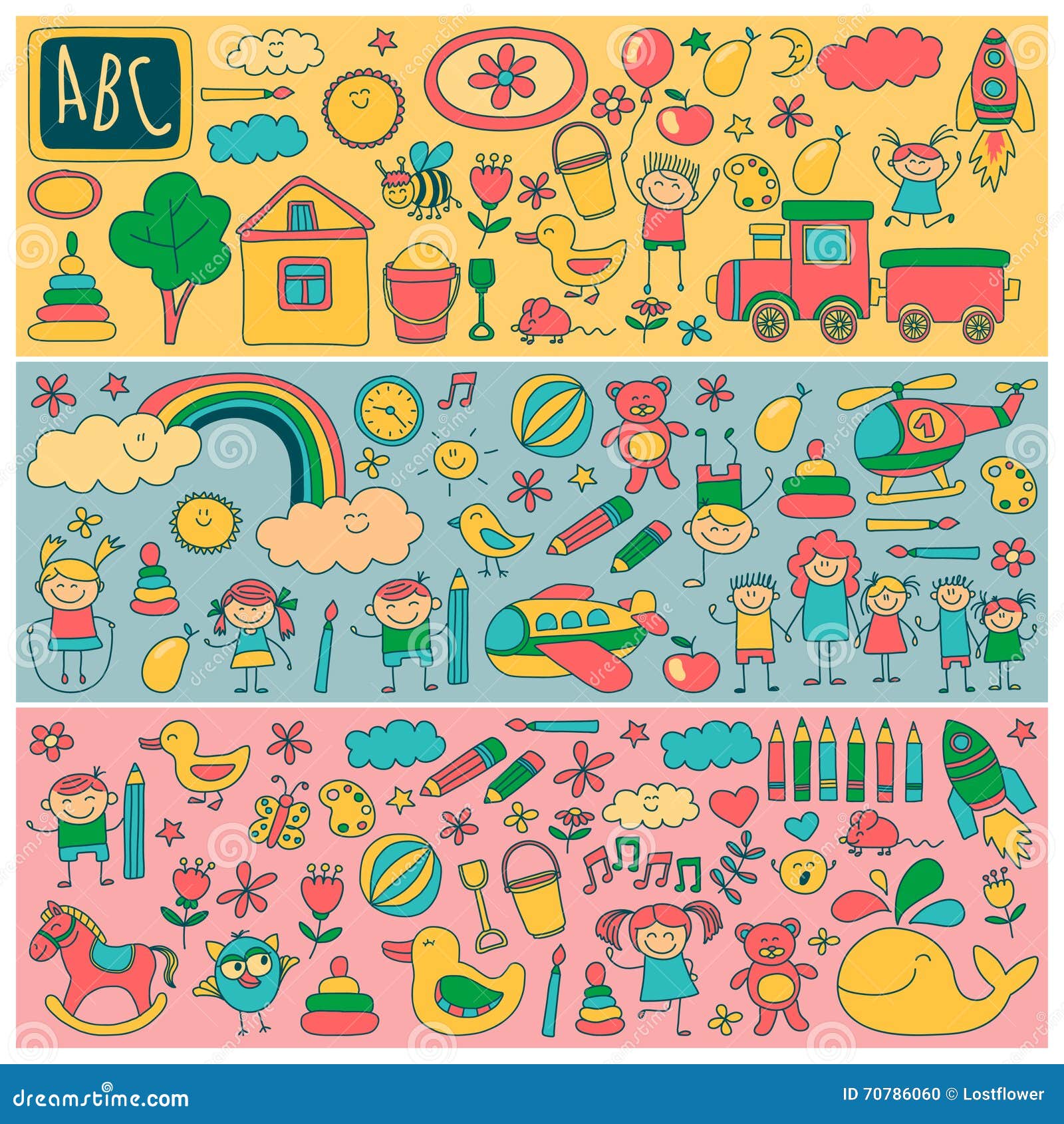 Vector Set of Kindergarten Images Stock Vector - Illustration of icon ...