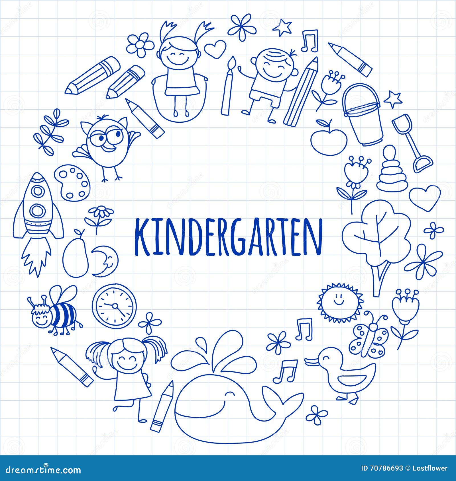 Vector Set of Kindergarten Images Stock Vector - Illustration of pencil ...