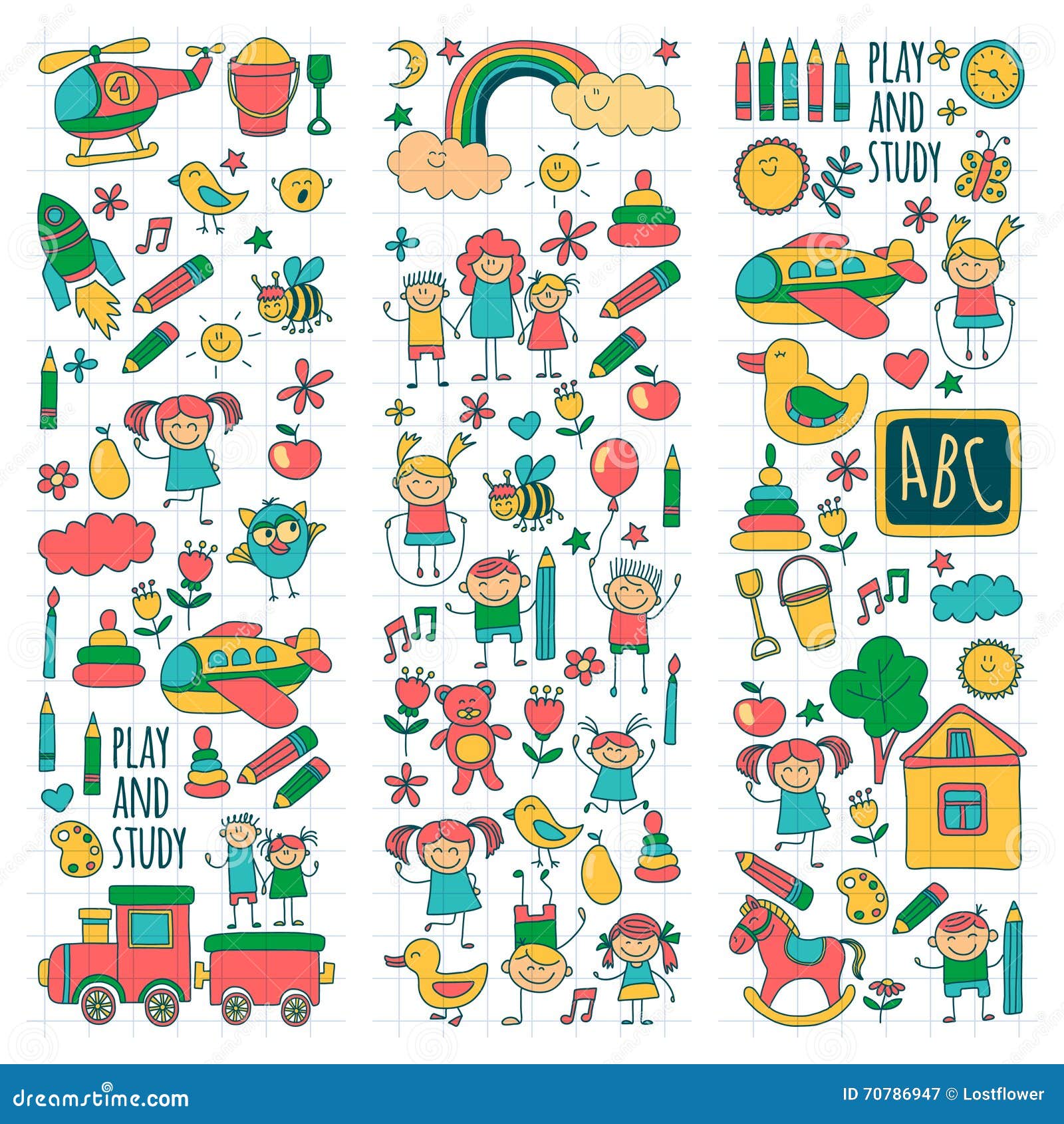 Vector Set of Kindergarten Images Stock Vector - Illustration of ...