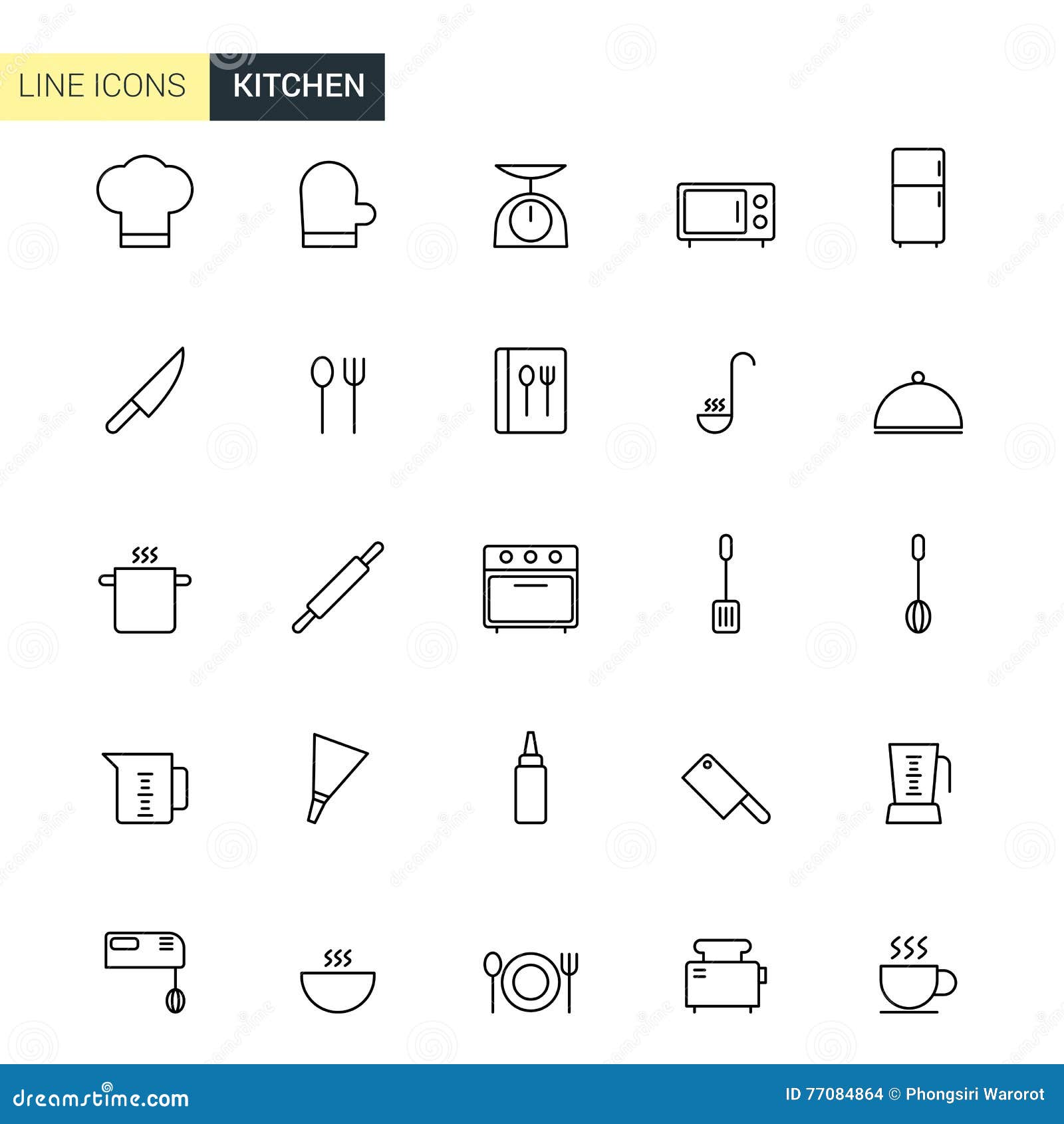 Vector Set Kitchen Line Icons Stock Vector - Illustration of grate ...