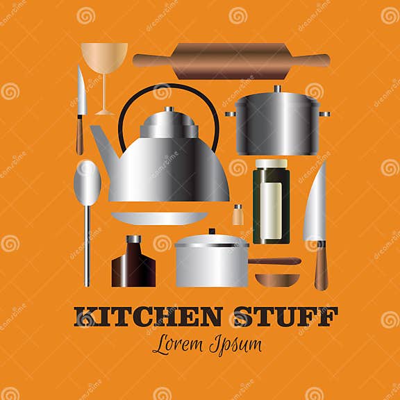 Vector Set of Kitchen Stuff Stock Vector - Illustration of collection ...