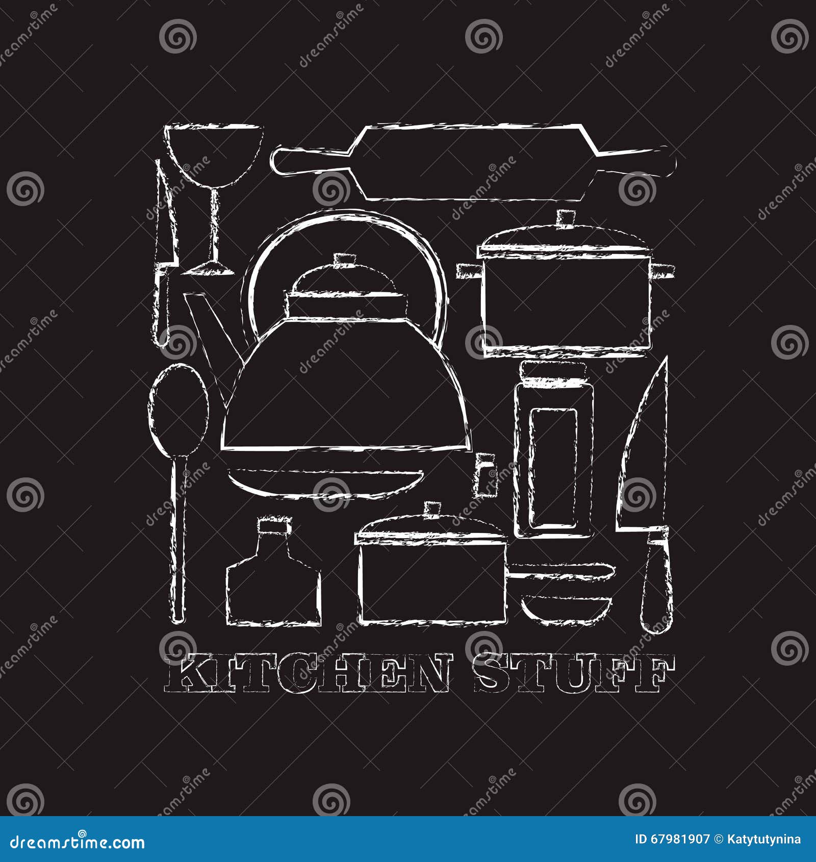 Vector Set of Kitchen Stuff Stock Vector - Illustration of flat, cooker ...