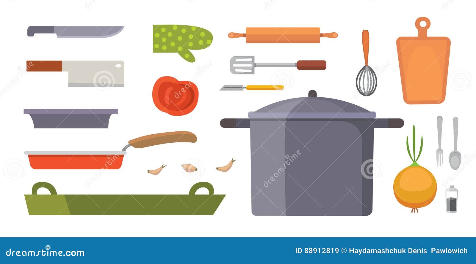 Vector Set Kitchen Utensils. Cooking Tools Flat Style Stock Vector ...