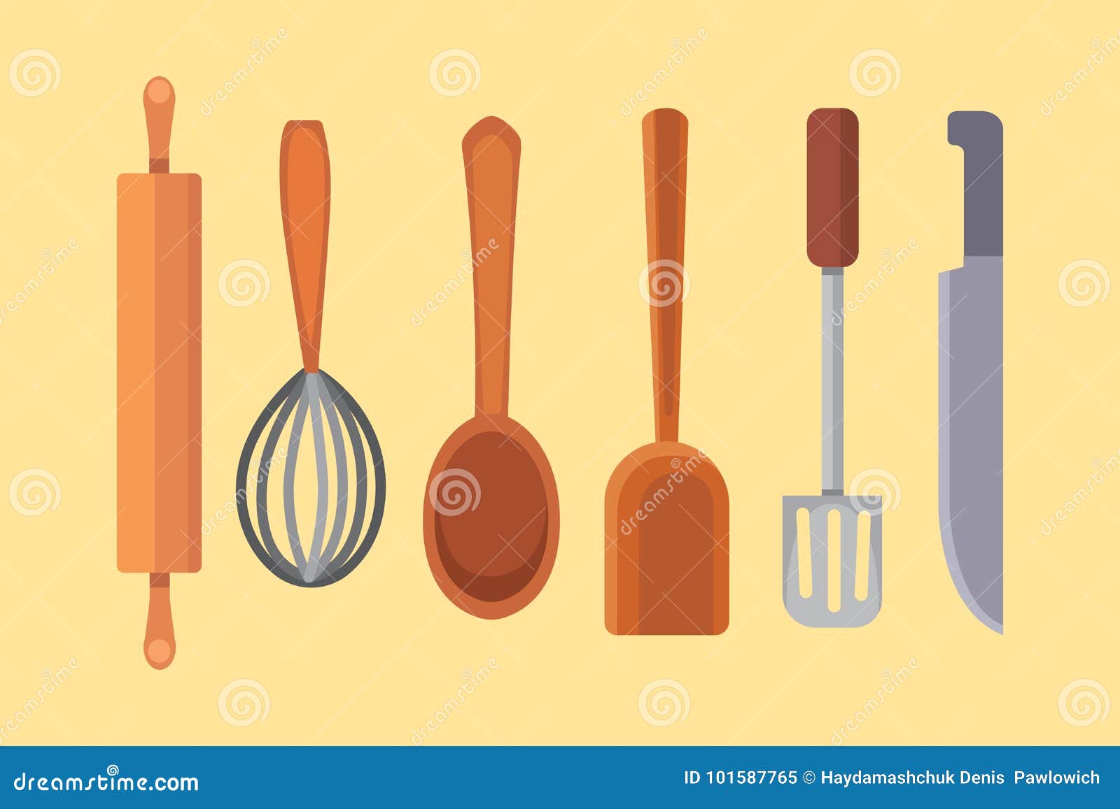 Vector Set Kitchen Utensils. Cooking Tools Flat Style Stock Vector ...