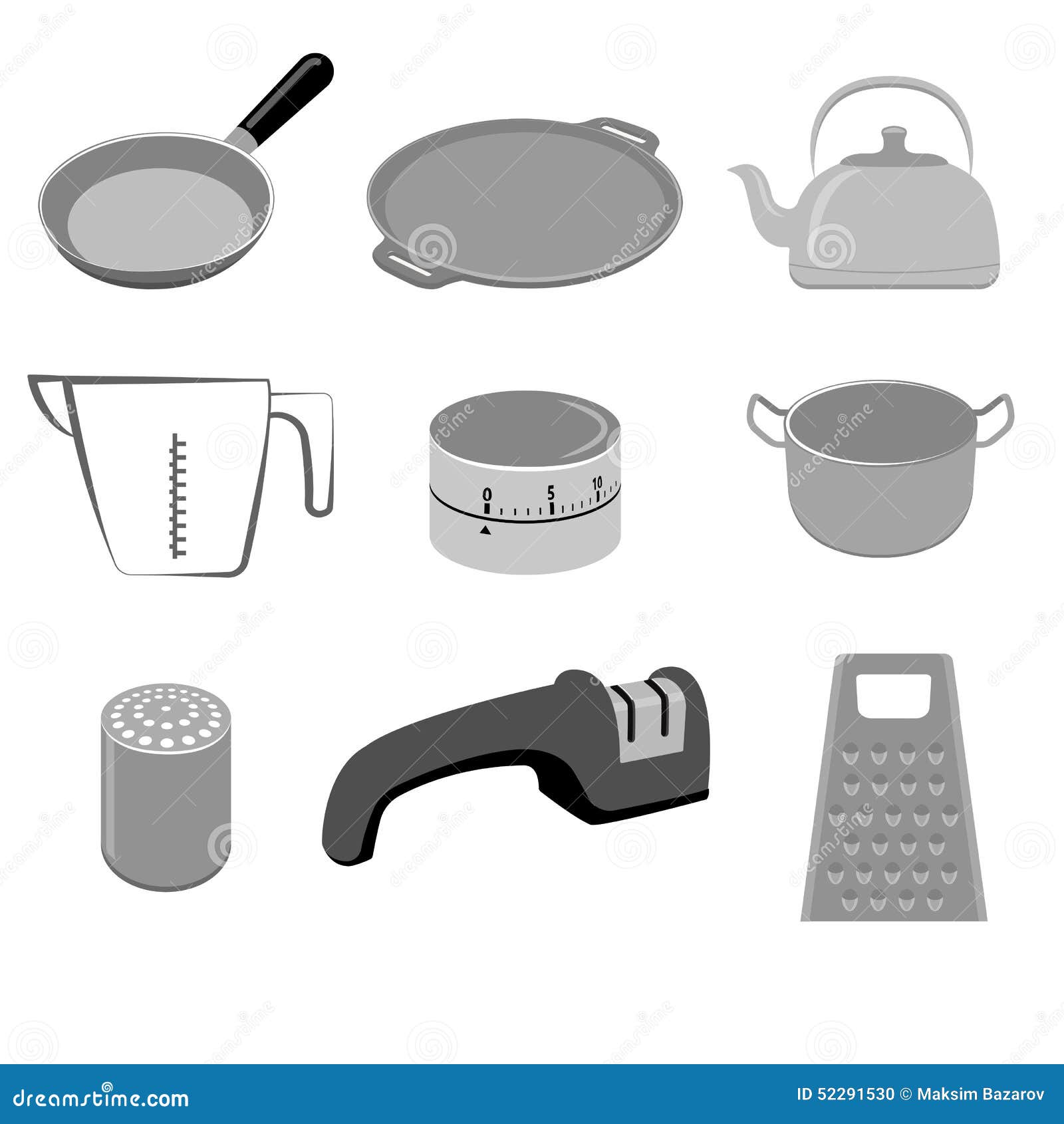 Vector Set of Kitchen Utensils on White Background Stock Vector ...