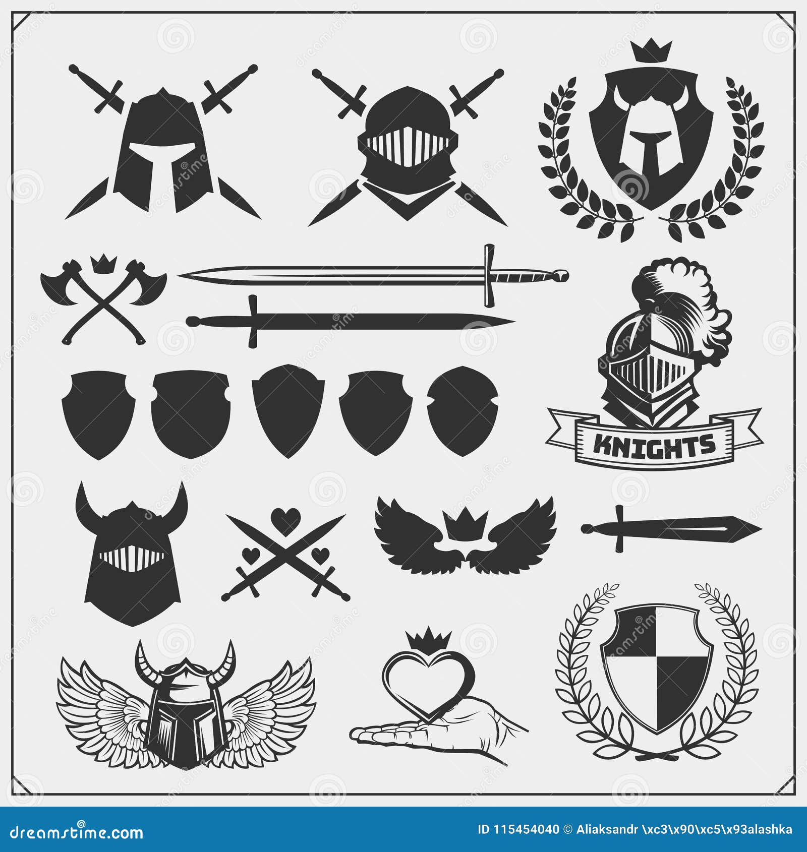 Vector Set of Knight Signs, Icons and Design Elements. Stock Vector ...