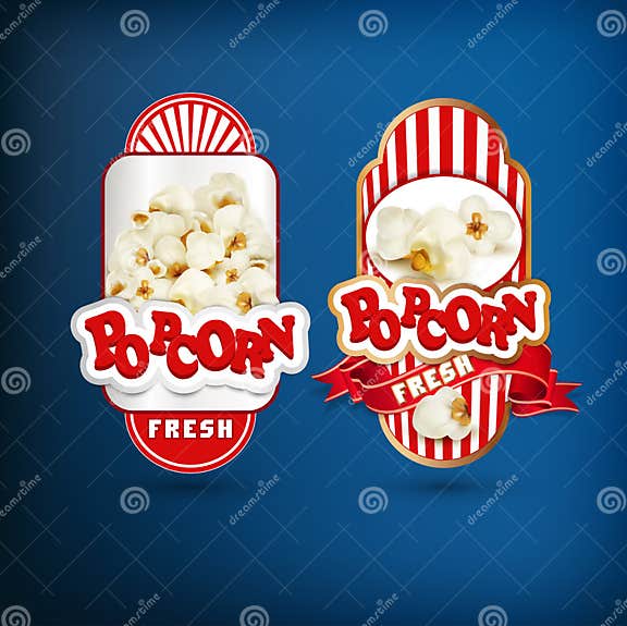 Vector Set of Labels for Popcorn Stock Vector - Illustration of ...