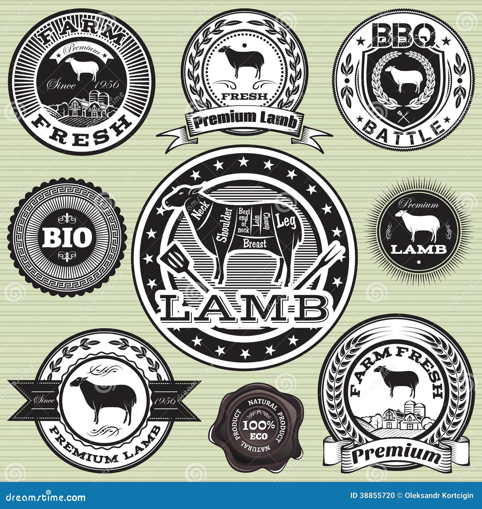 Vector Set of Labels Sheep and Lamb Stock Vector - Illustration of ...